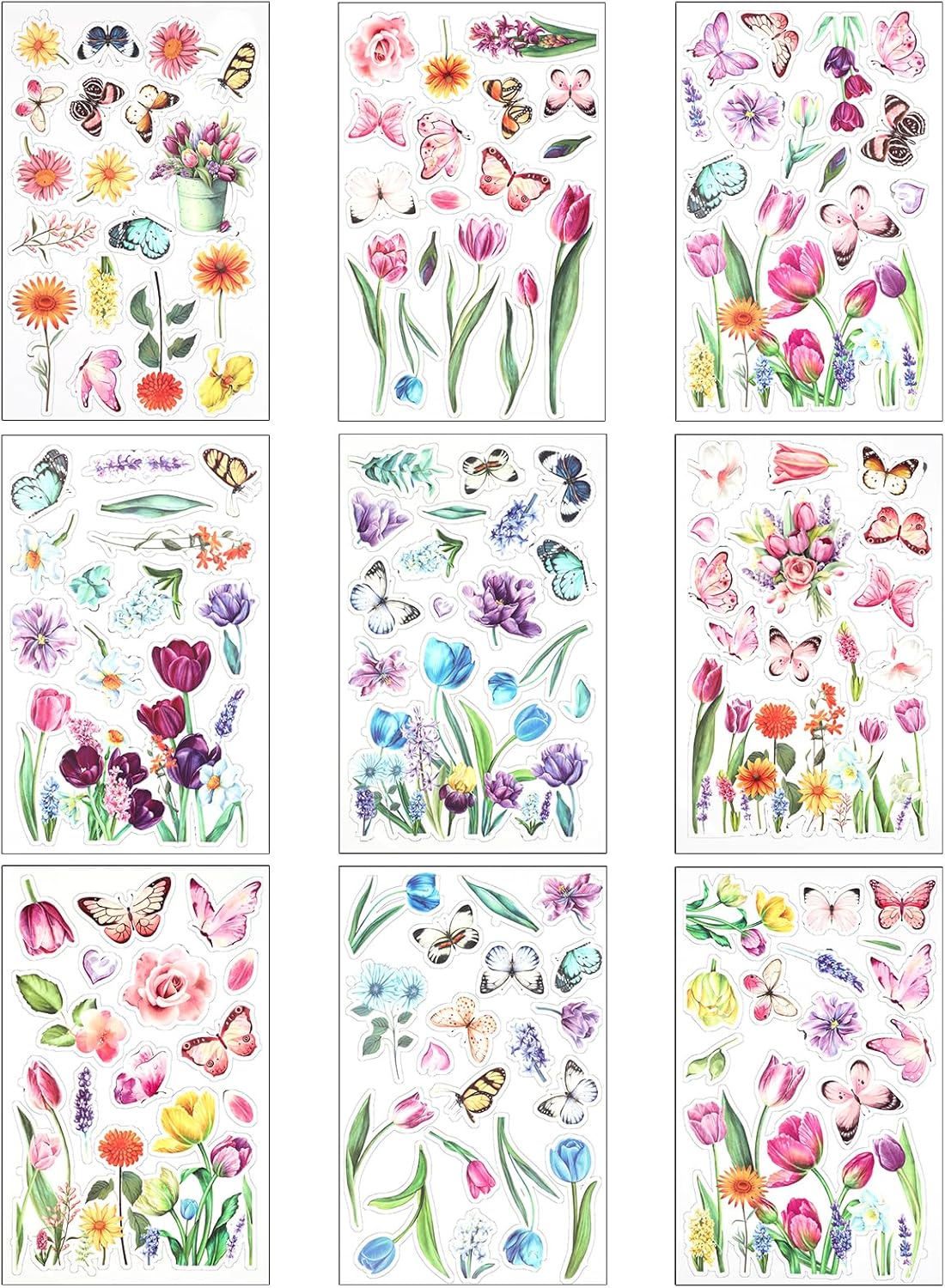 Amazon.com: Grevosea 9 Sheets Spring Summer Window Clings, Tulip Flower ...