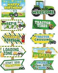 Amazon.com: Gueevin 20 Pcs Tractor Party Decorations Signs Farm Theme ...
