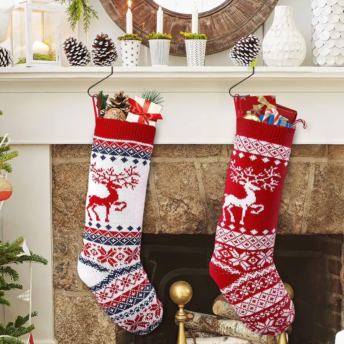 NIBESSER Calze Natalizie da Appendere Set da 4 Calze della Befana Vuote ...