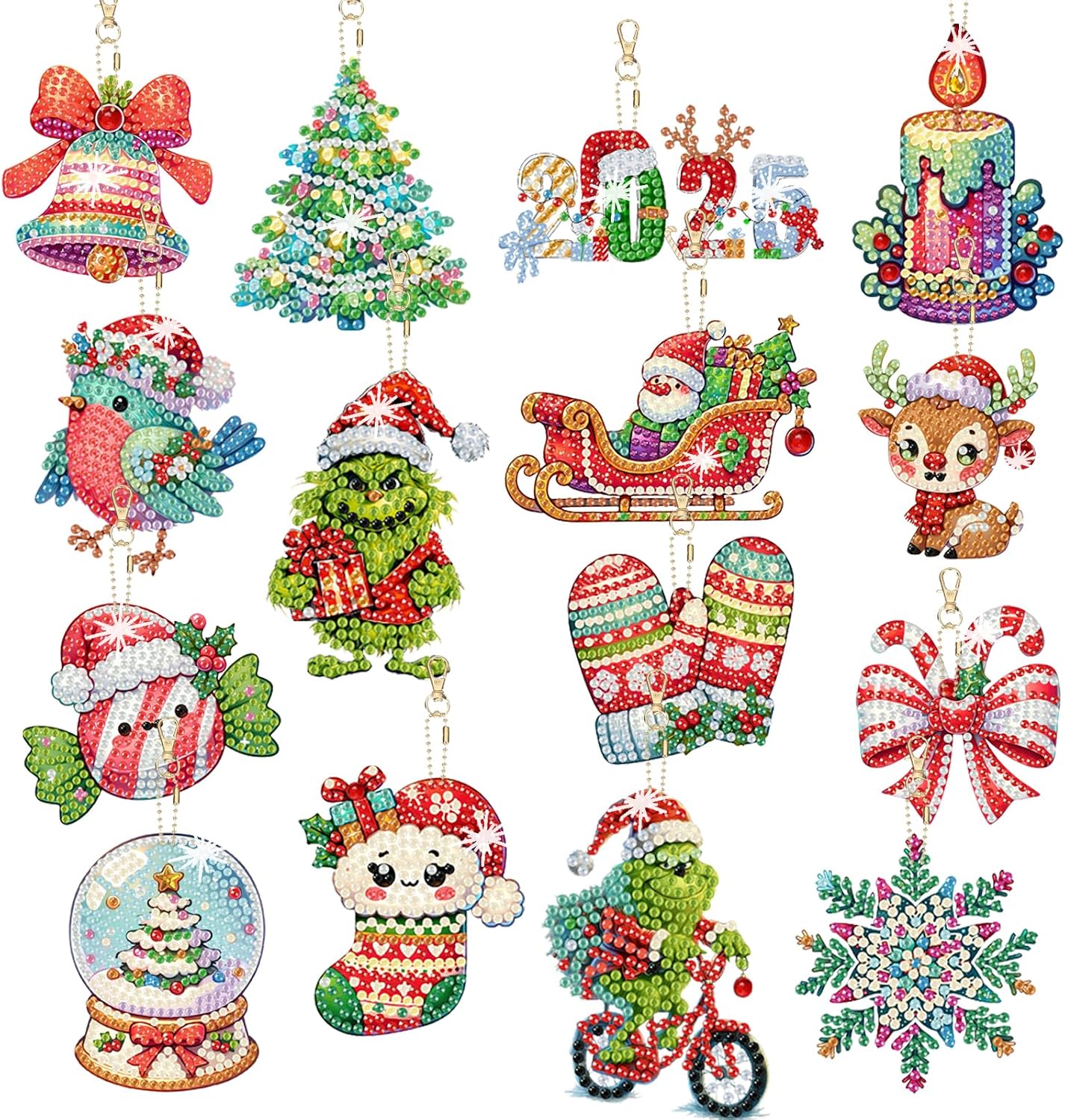Amazon.com: PAPABA 15 Pieces Diamond Art Kits for Adults Christmas Key ...