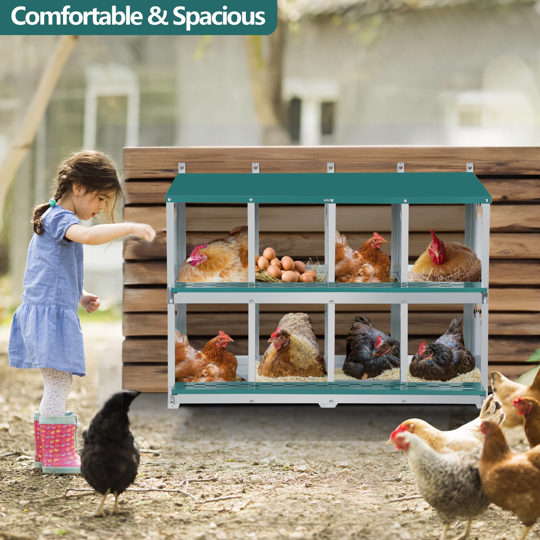 Snapklik.com : Chicken Nesting Box, 8 Compartment Roll Away Nesting Box ...
