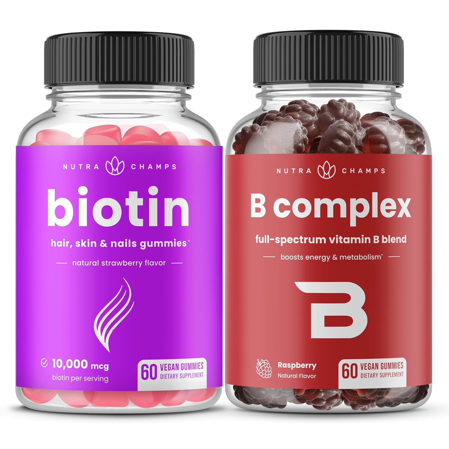 NutraChamps Gomas de Biotina e Complexo B: Fortaleça Cabelo, Pele e ...