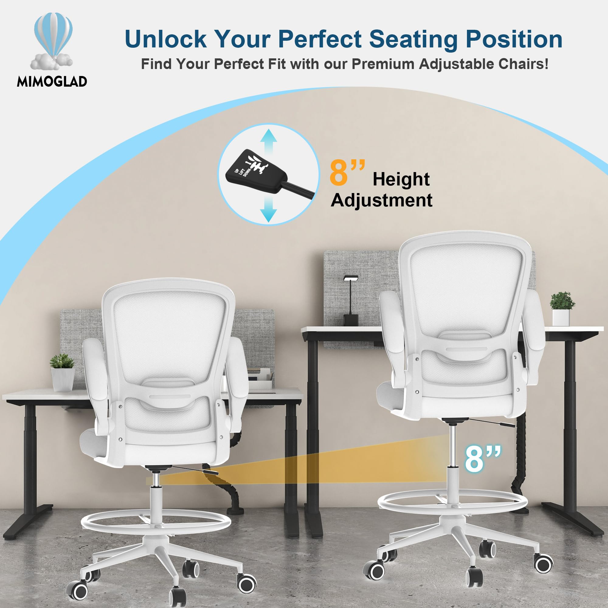 Snapklik.com : Drafting Chair, Modern Office Chair