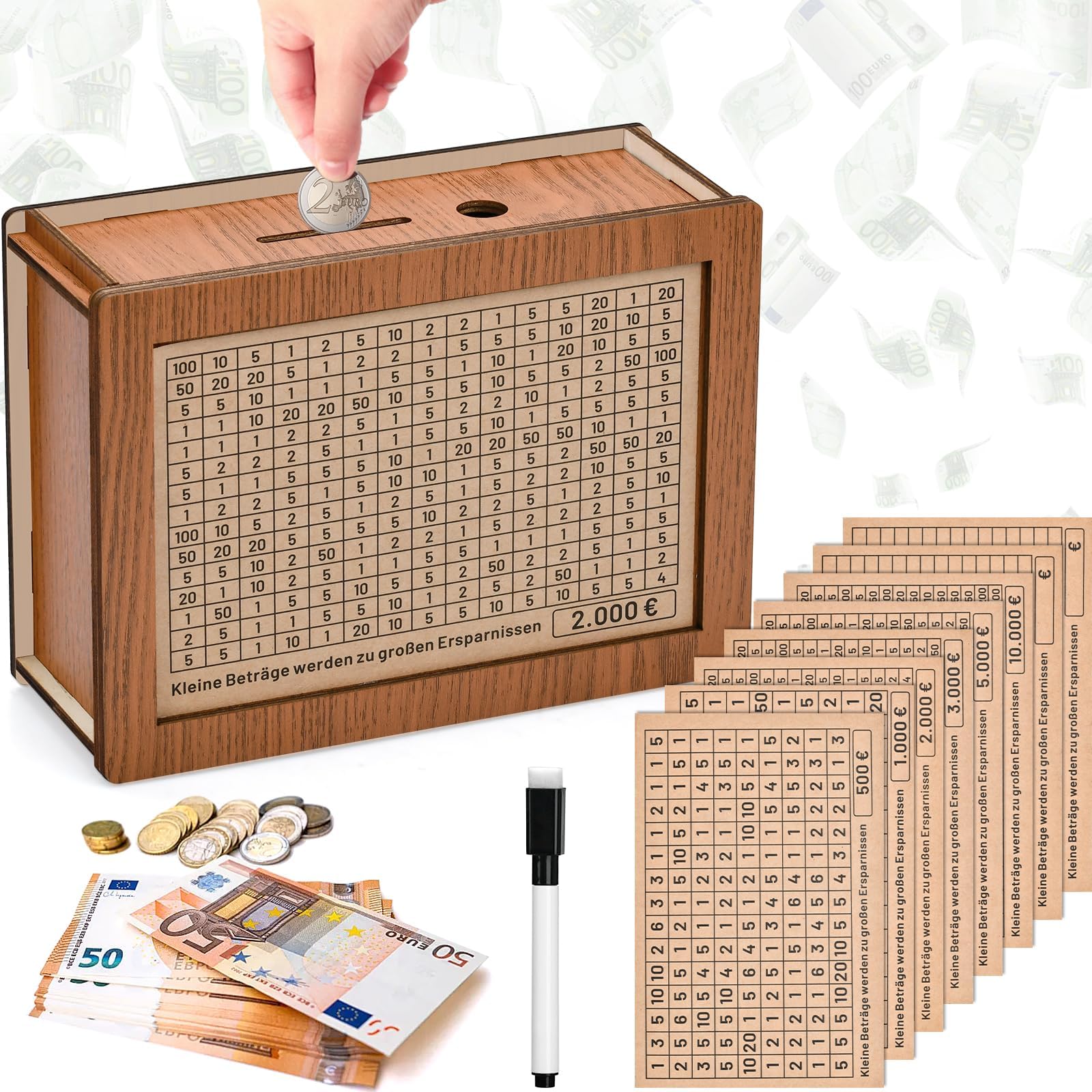 Amazon.de: Sparbox Mit Zahlen Ankreuzen, Geldbox, Spardose Holz ...