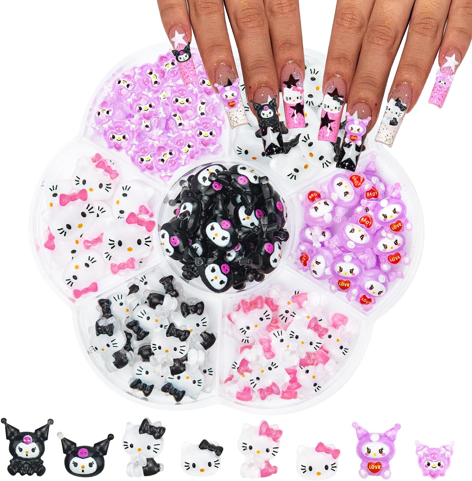 Amazon.com: 80PCS Kawaii Nail Charms Cute Nail Charms Nail Art Stickers ...