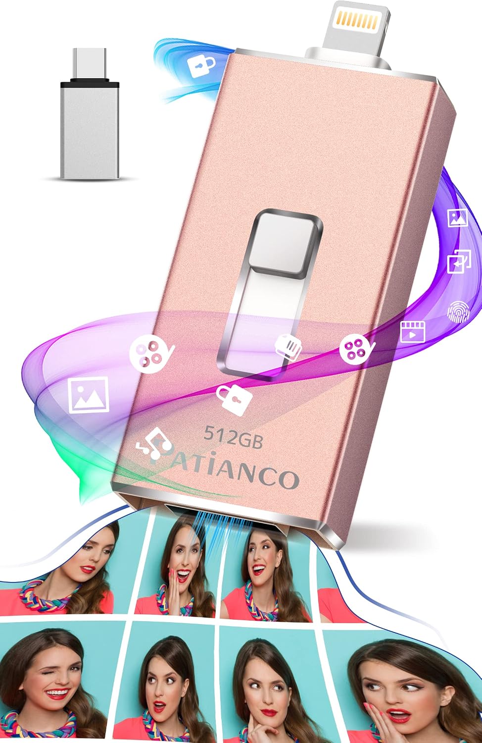Amazon.com: Apple MFi Certified Photo Stick for iPhone 512GB, USB Flash ...