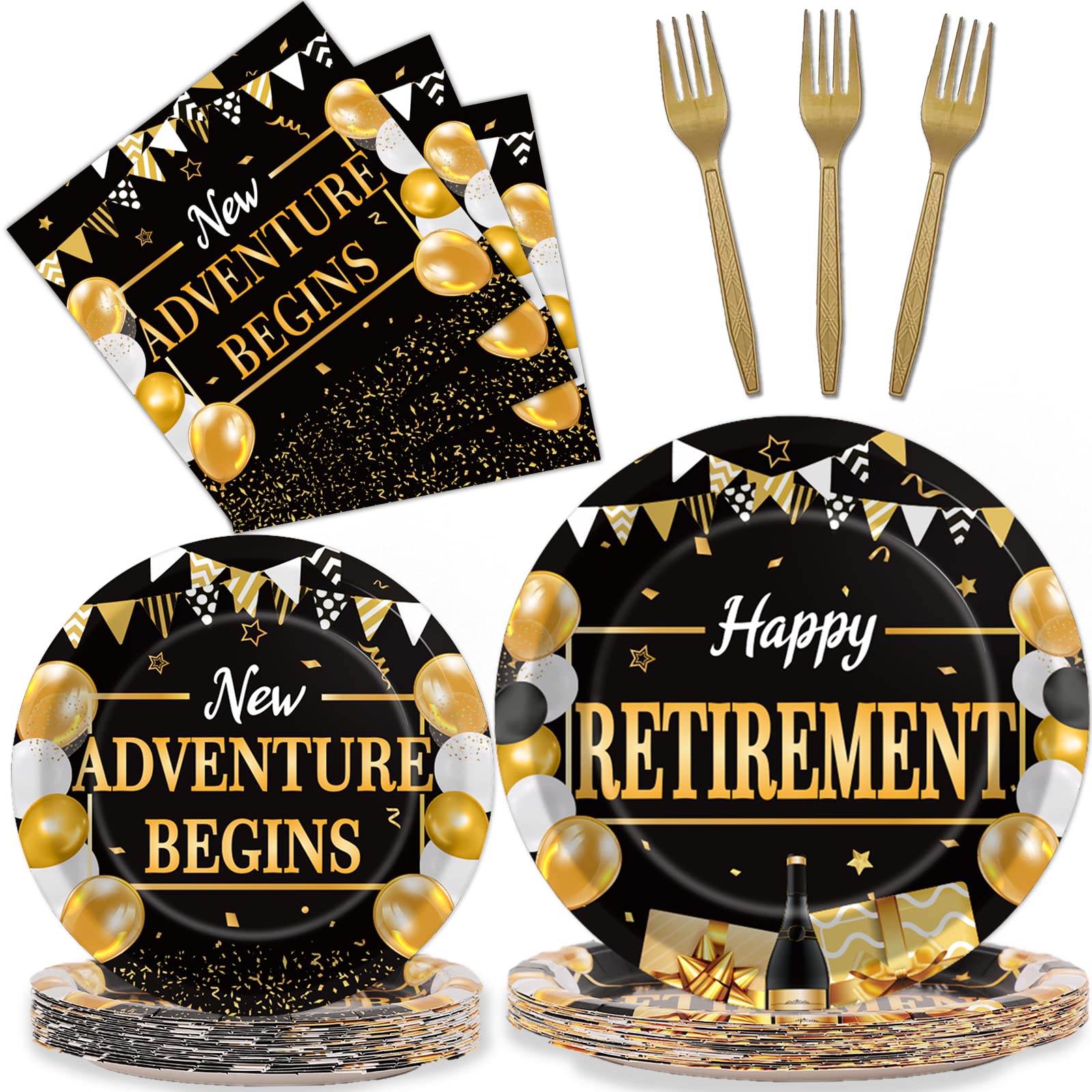 Amazon.com: gisgfim 96Pcs Retirement Party Plates and Napkins Set ...