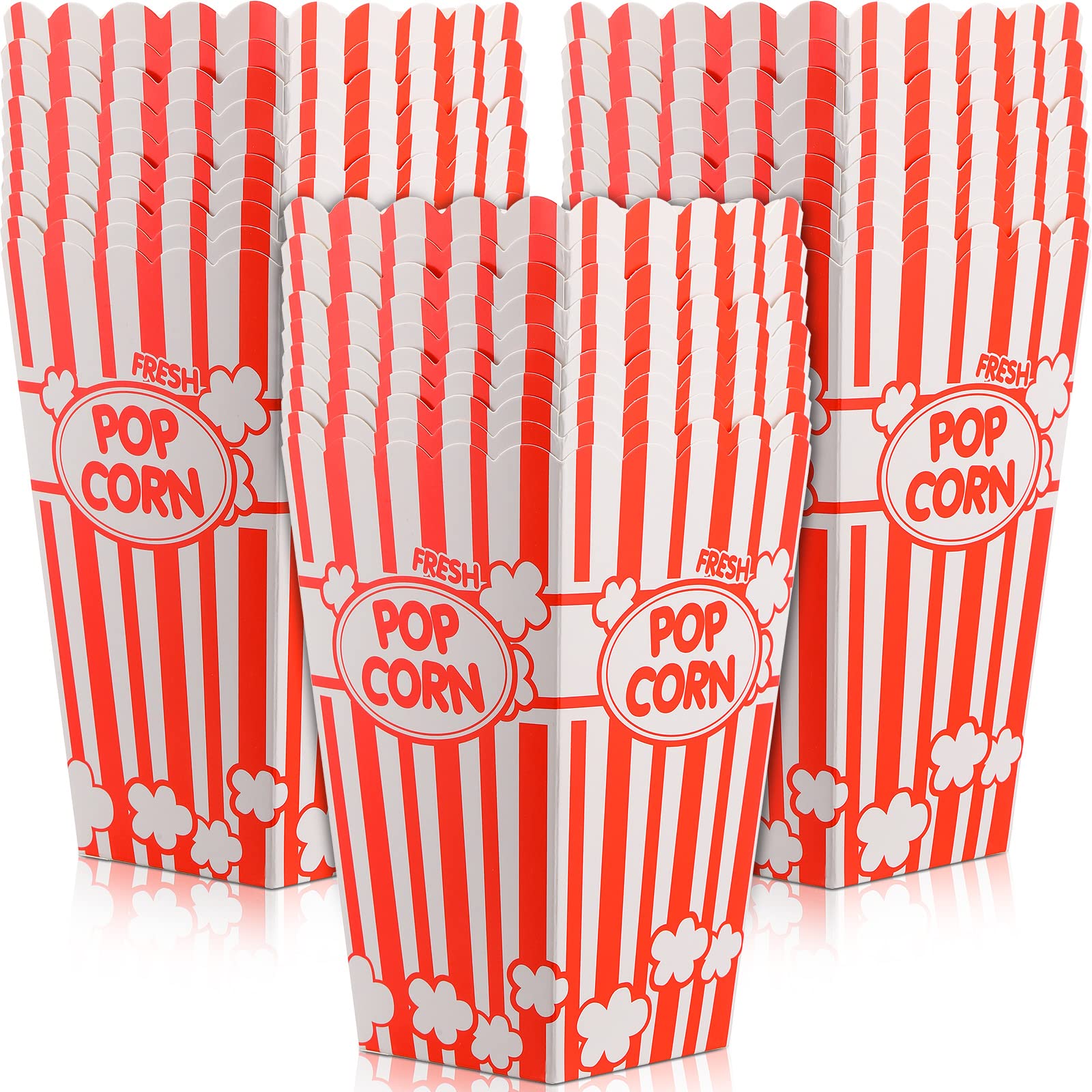 Buy 100 Pcs Popcorn Boxes Red White Striped Classic Paper Popcorn ...