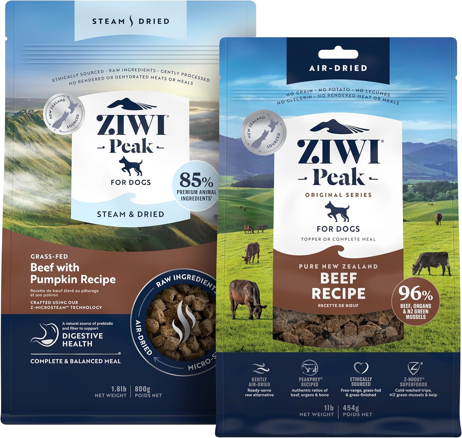 Amazon.com: ZIWI Peak Beef Dry Dog Food Bundle- Steam & Dried Beef w/Pumpkin (28.8oz) + Air ...
