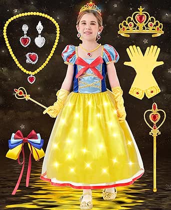 Amazon.com: Princess Costume for Girls, Light-Up Dress with Accessories ...