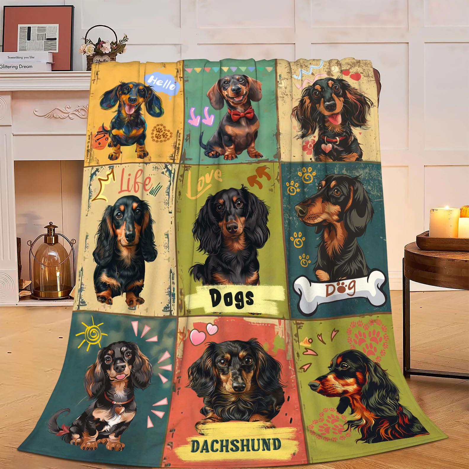 Amazon.com: Dachshund Blanket Weiner Dog Puppy Fleece Throw Blanket ...