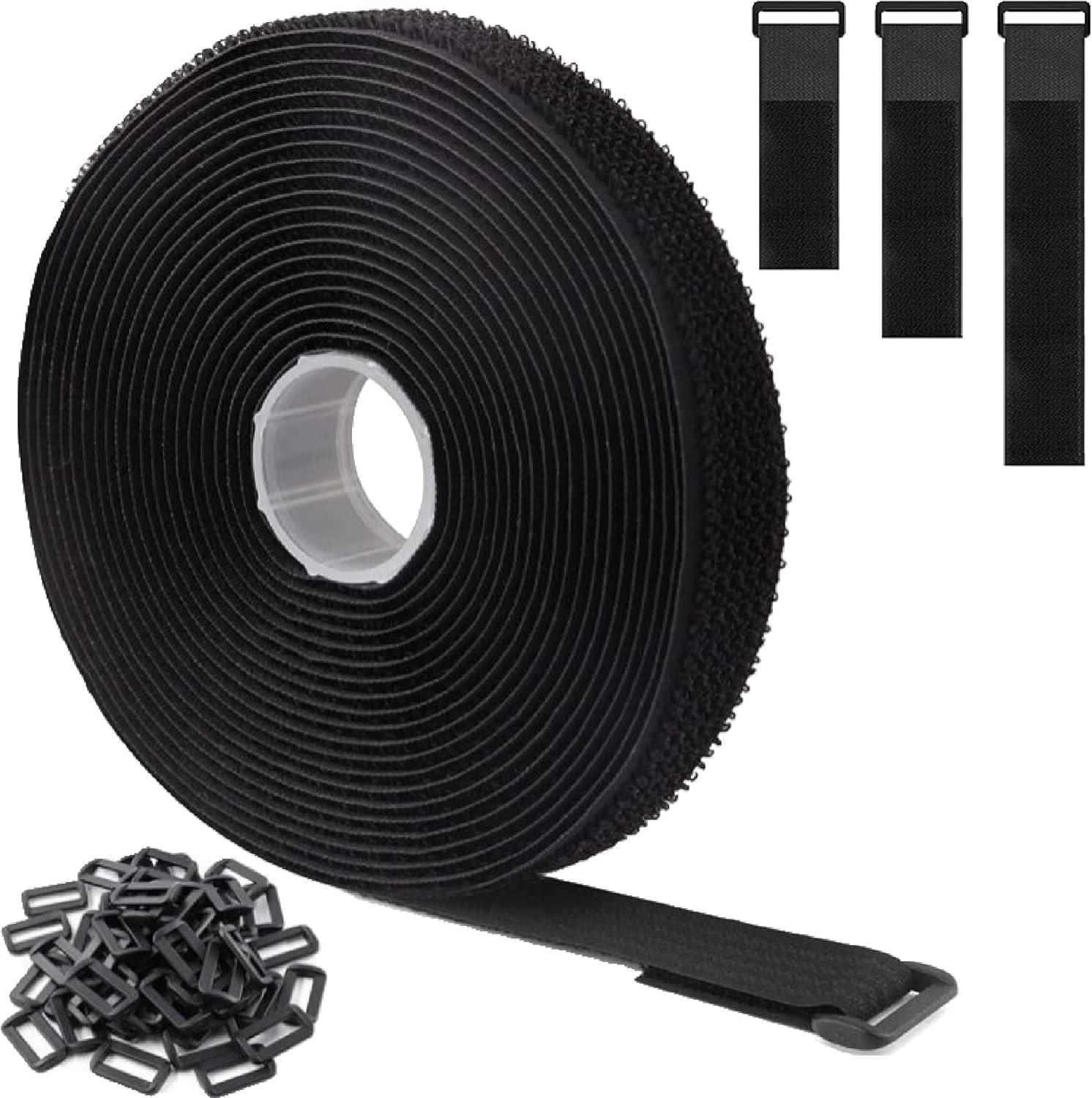 1"x32ft Velcro Straps with 50 Buckles Adjustable Reusable Fastening ...