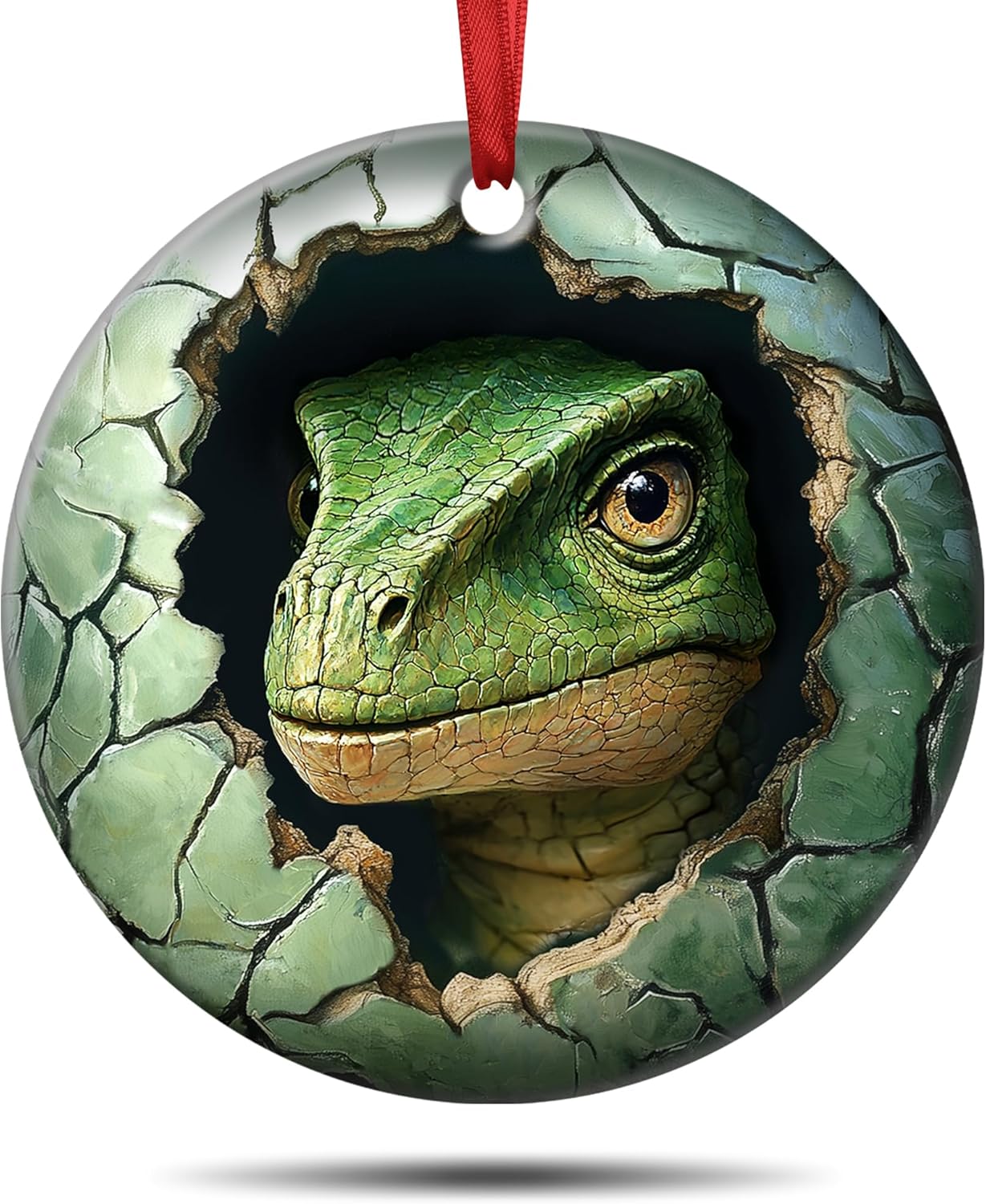 Amazon.com: 3D Effect Cute Dinosaur Christmas Ornament – T-Rex Ornament ...