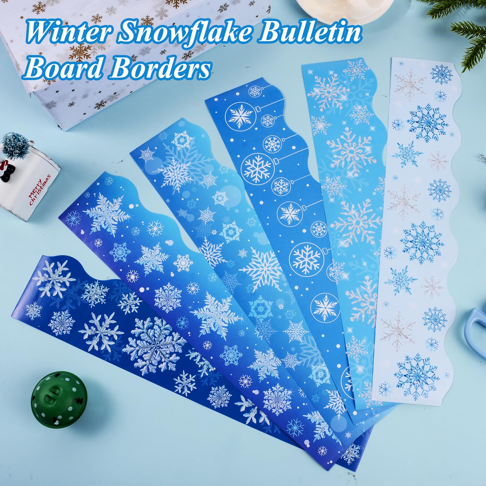 Snapklik.com : 55Ft Winter Snowflake Bulletin Board Borders, Christmas ...