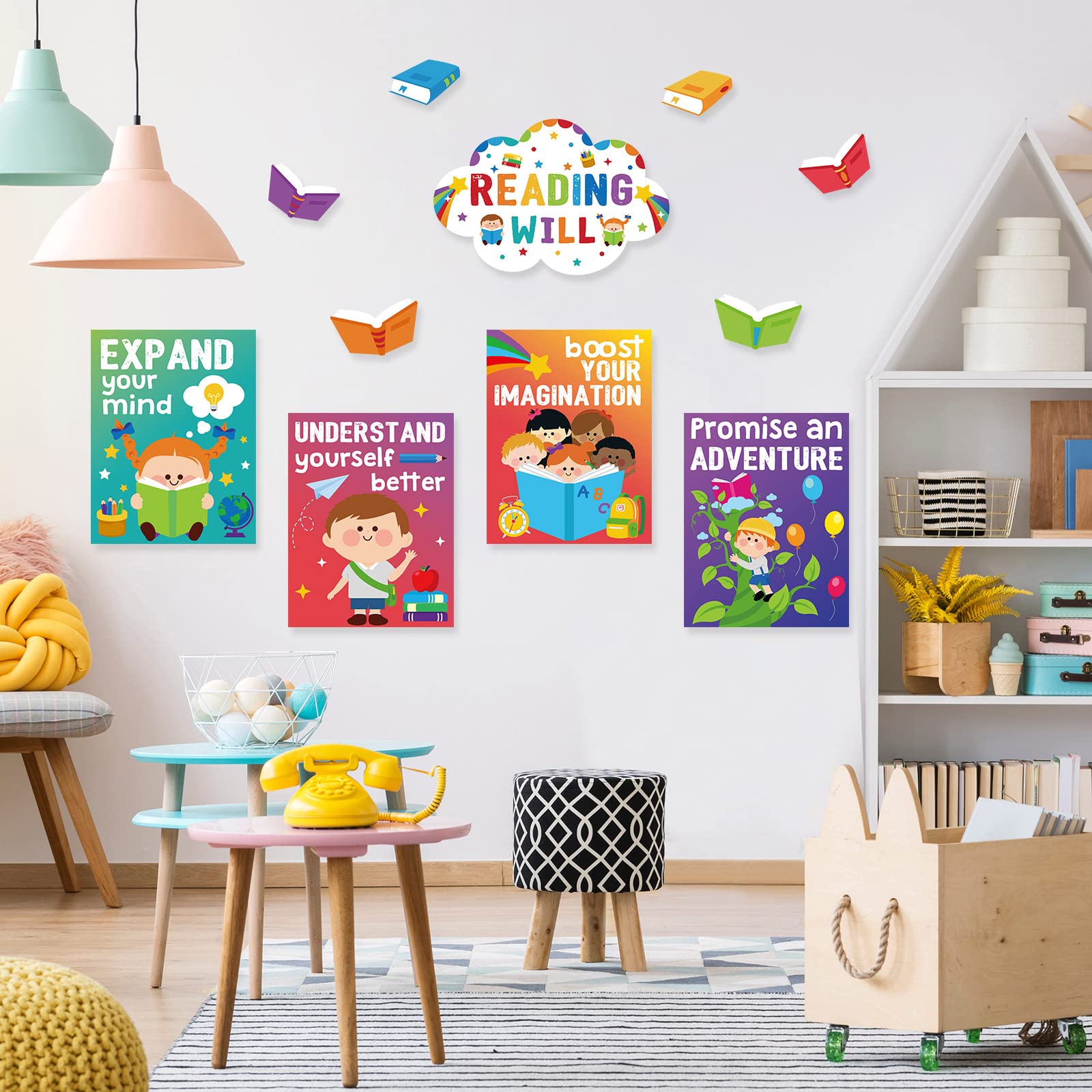 Snapklik.com : 10 Pcs Classroom Reading Will Banner And Poster 11.8 X 9 ...
