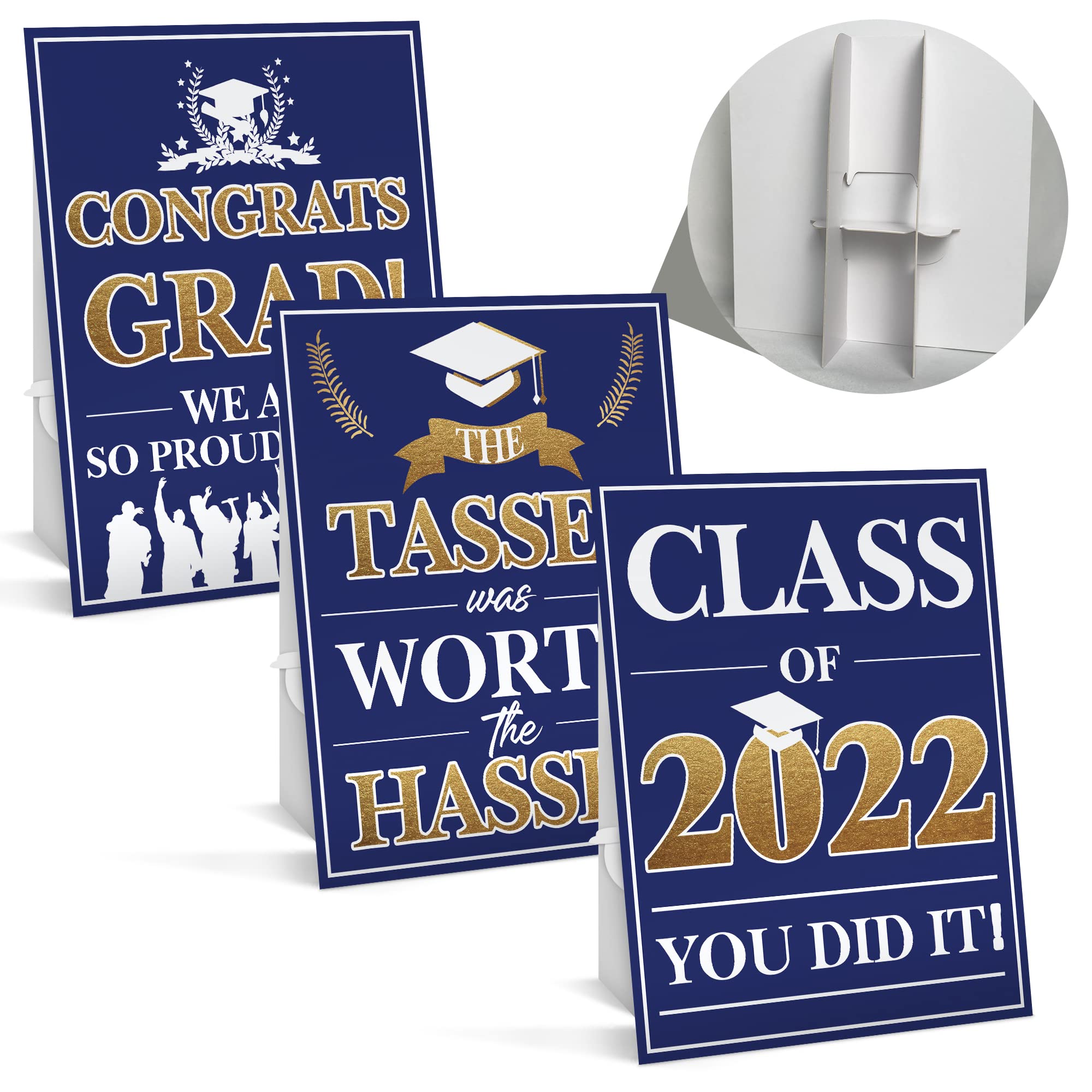 Buy Graduation Table Decorations 2022 Blue, Graduation Table Signs Set ...