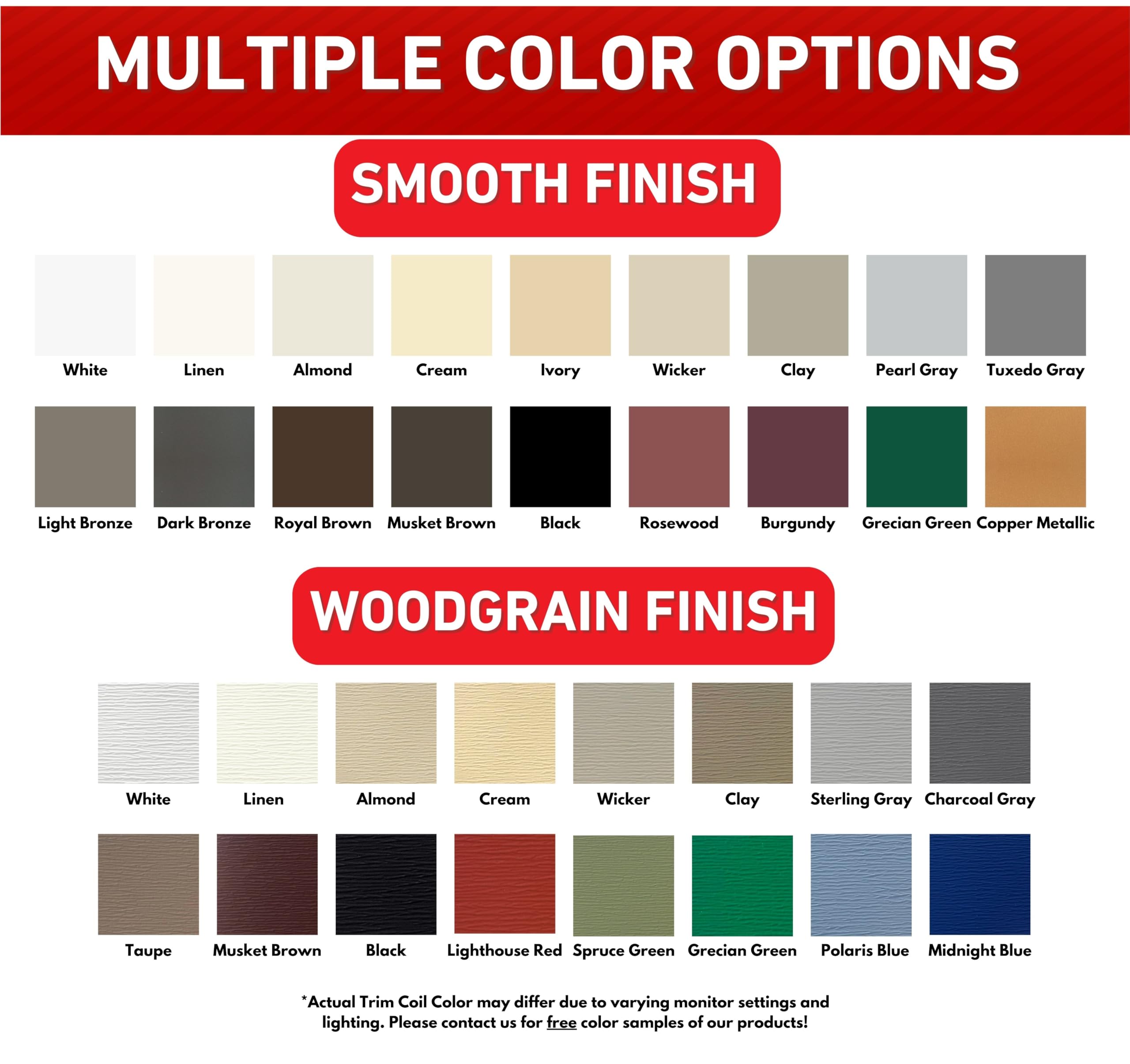 Aluminum Trim Coil Color Chart