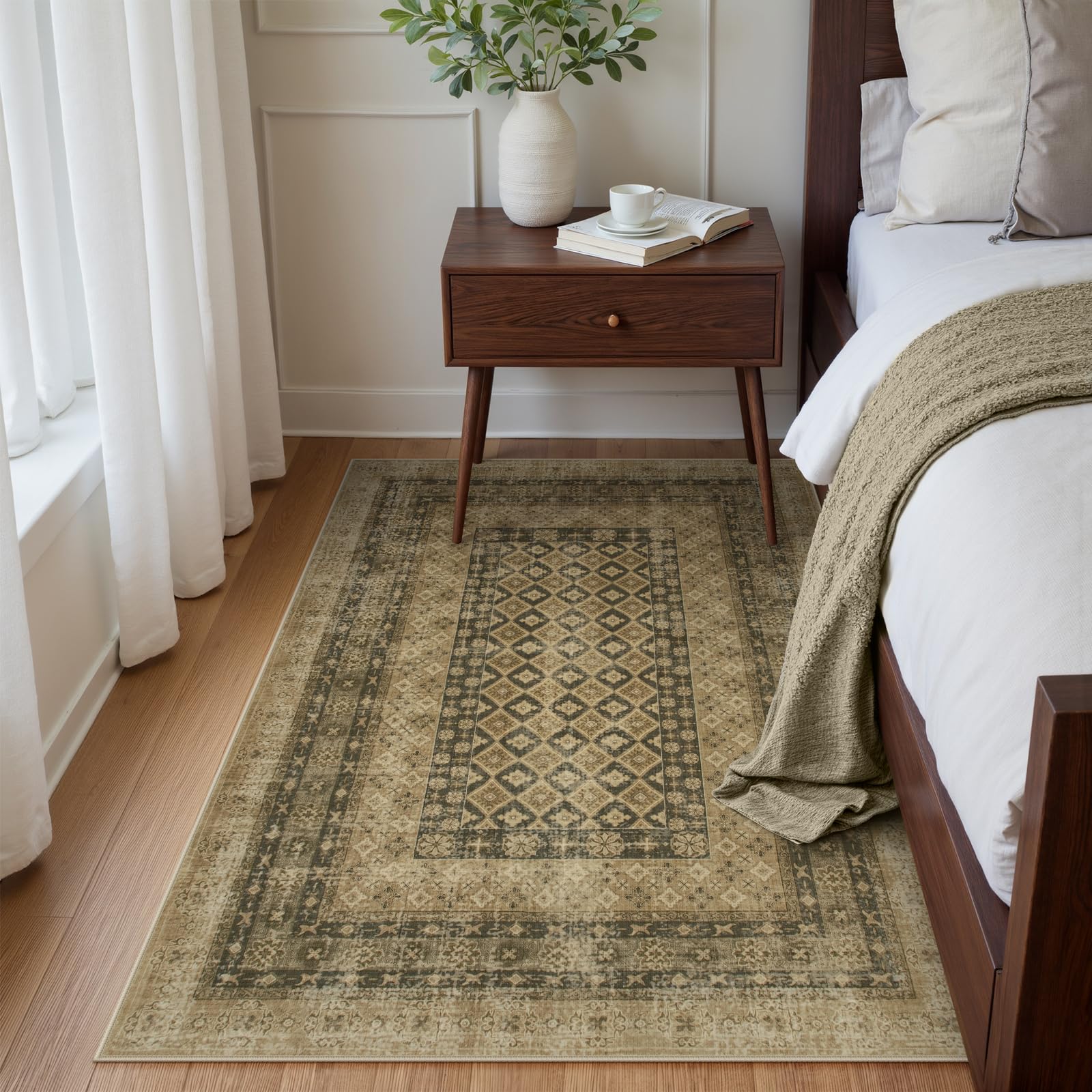 Amazon.com: Lahome Vintage Washable Rugs, 4x6 Rug Non-Slip Soft Rugs ...