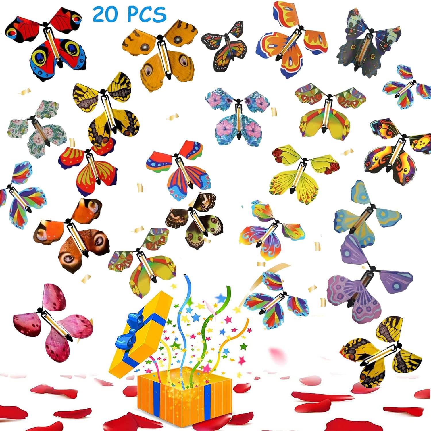 Amazon.com: CHOCKACAKE Magic Flying Butterfly Fairy Flying Toys Wind up ...