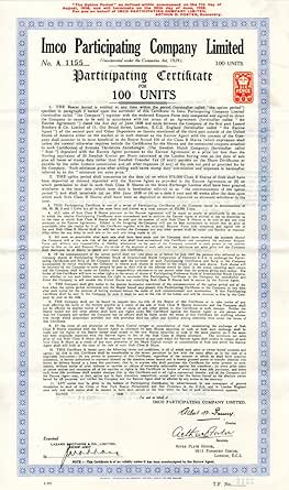 Amazon.com: Imco Participating Co. Limited - Stock Certificate : Collectibles & Fine Art