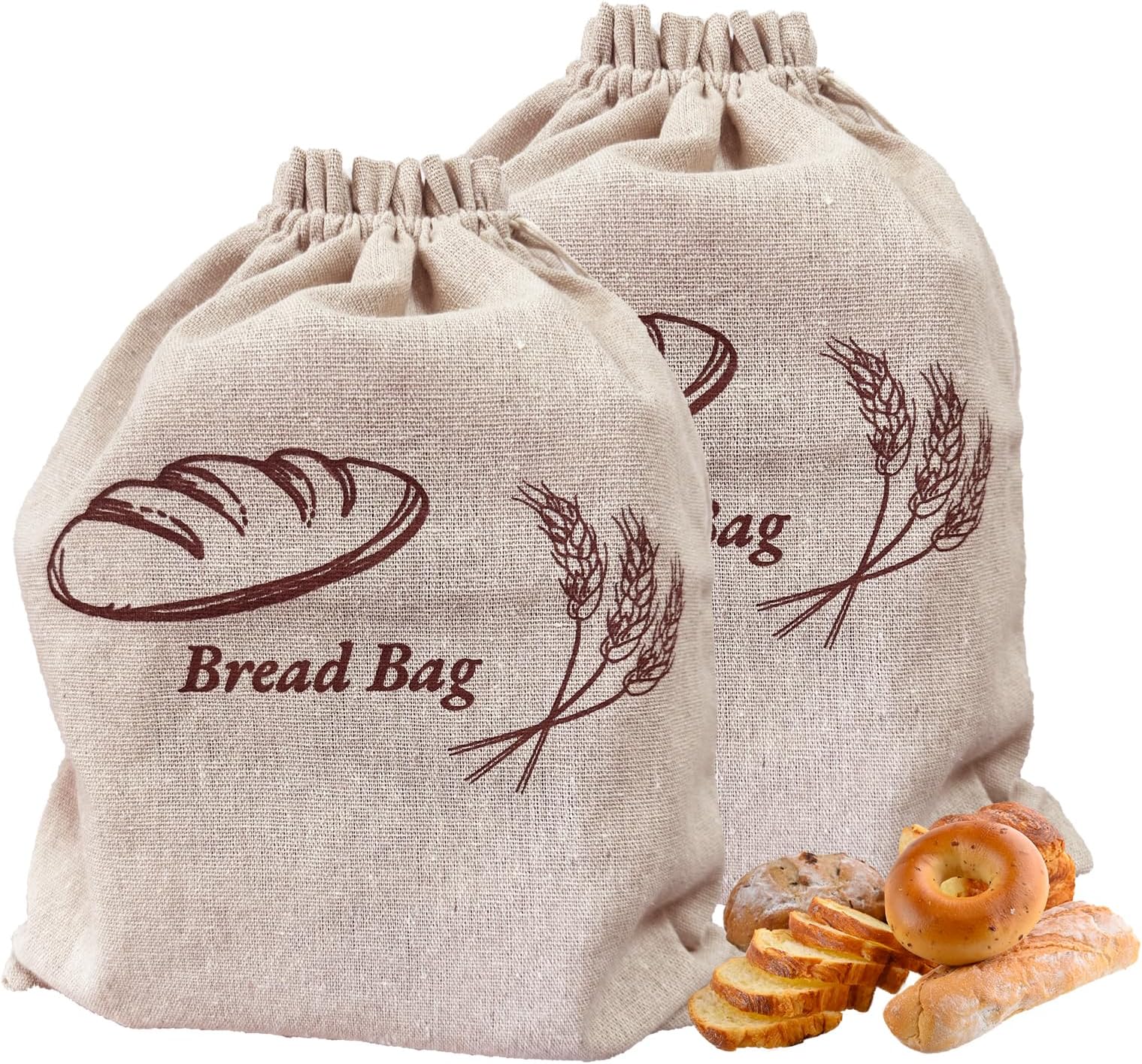 Amazon.com: Linen Bread Bags - 2-Pack 11 x 15 inch Ideal for Homemade ...