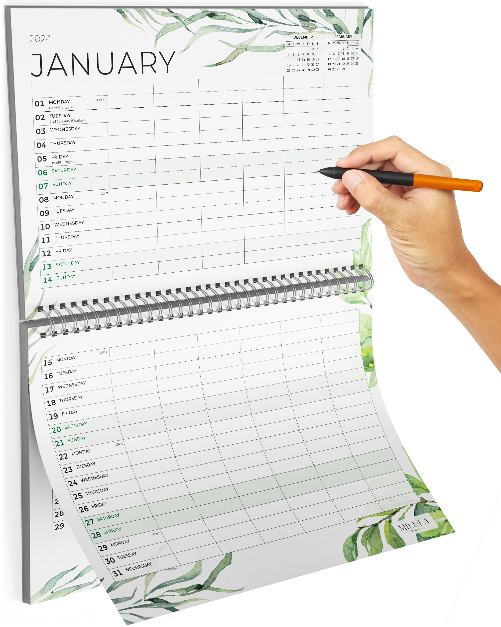 Family Calendar - Family Wall Calendar 2024 with 6 Columns - Monthly ...