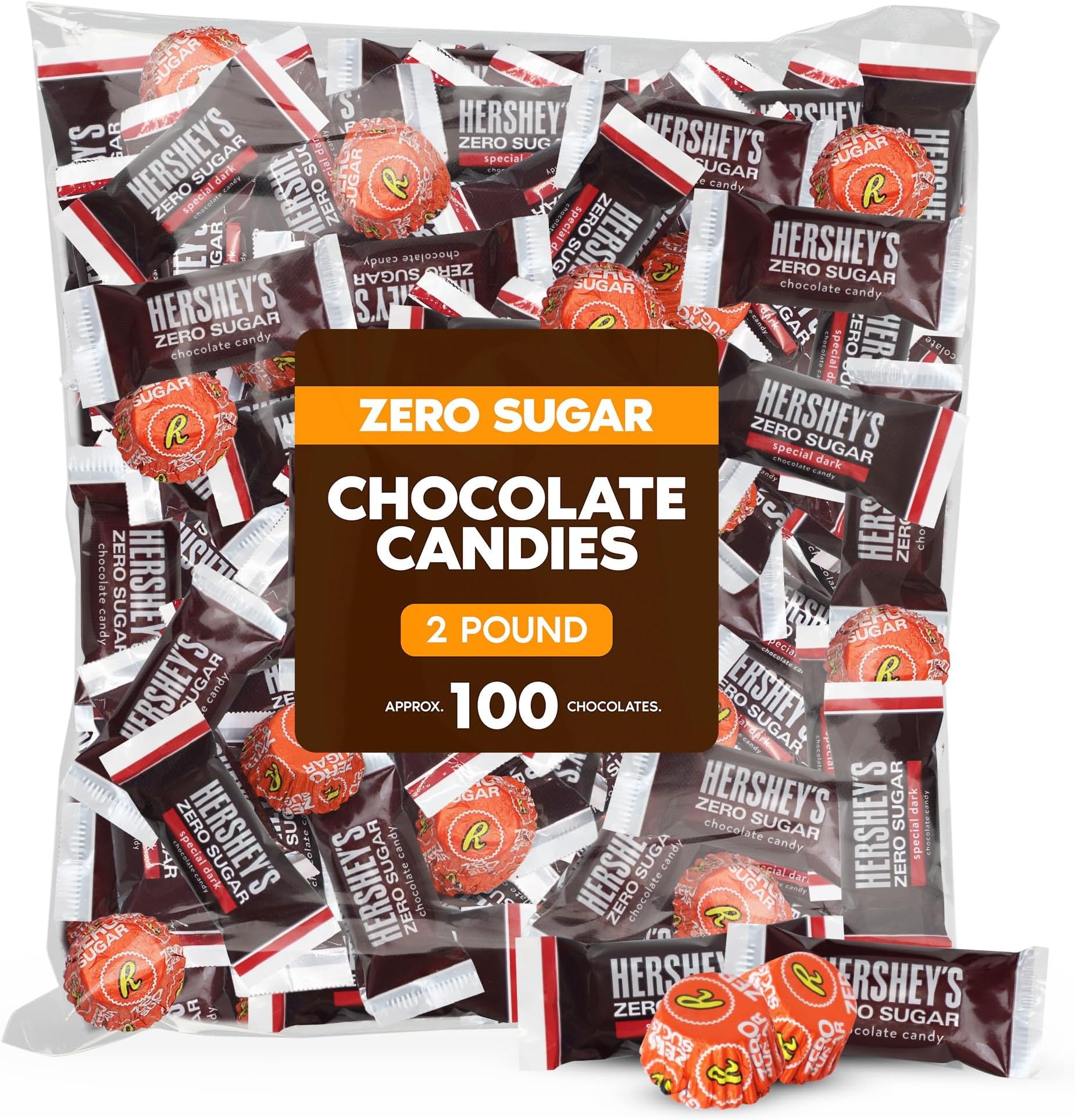Amazon.com: HERSHEY'S Zero Sugar Assorted Chocolate Candy Bag, Zero ...