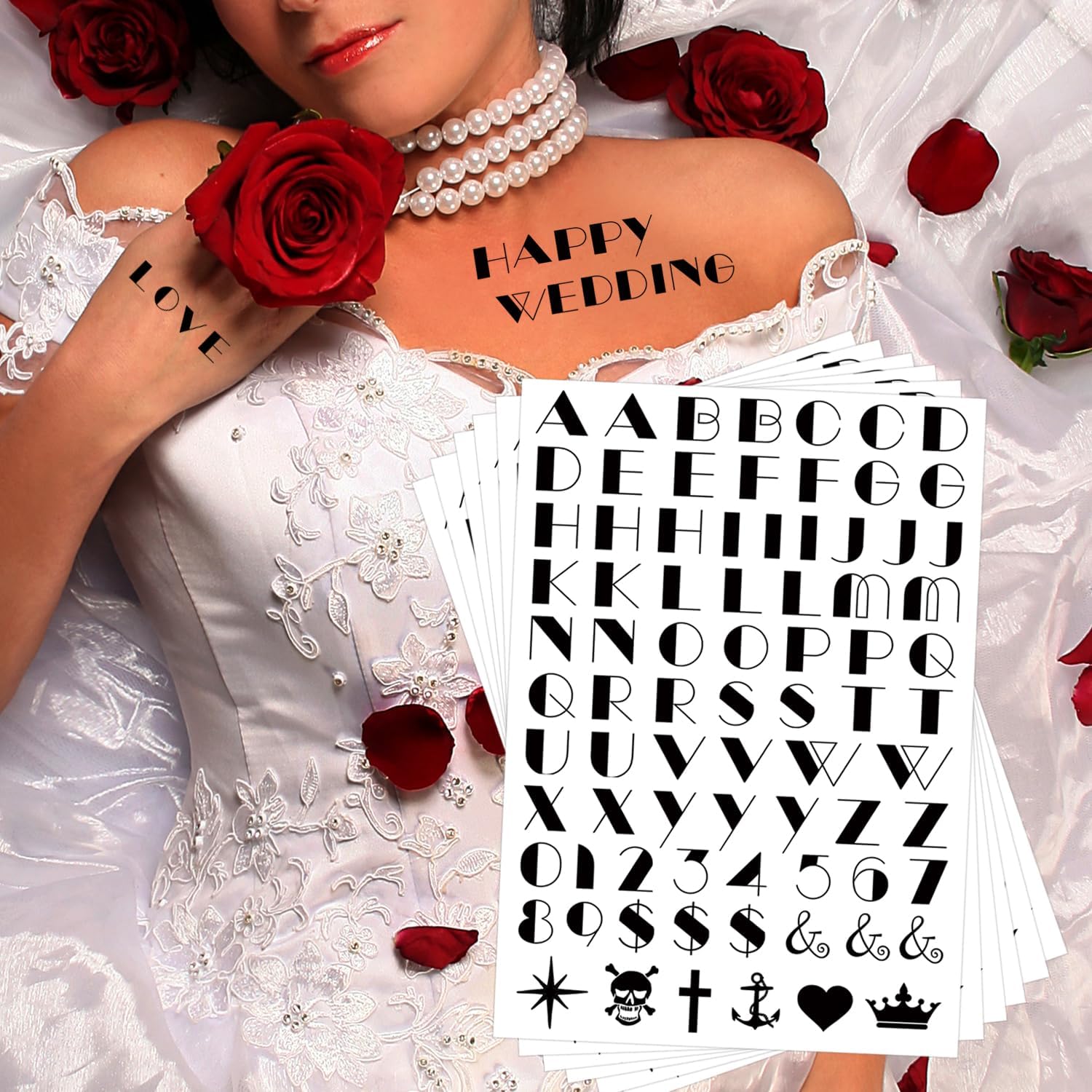 Amazon.com : Supperb® Temporary Tattoos - Small Hand Lettering Tattoos ...