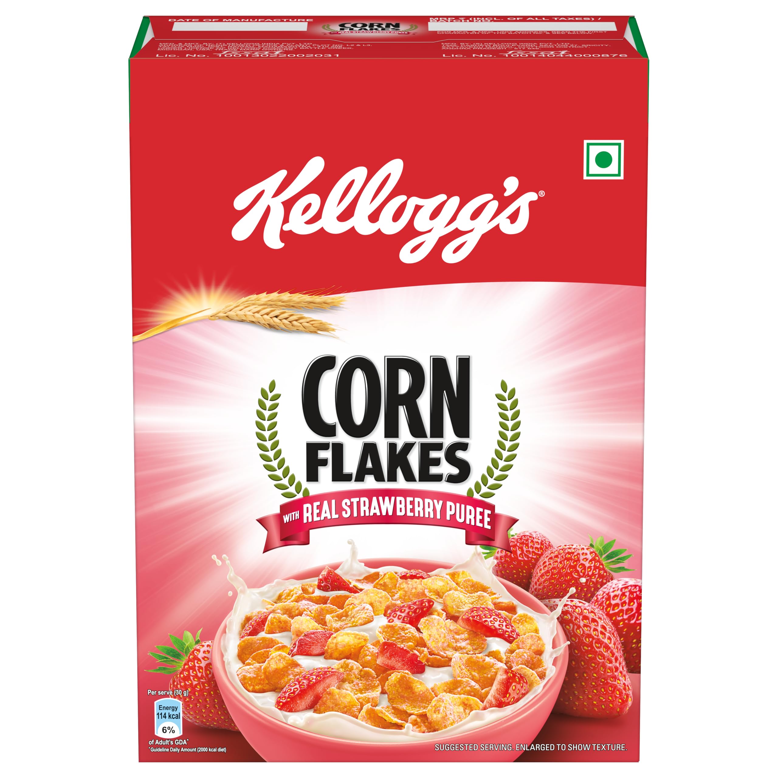 Kelloggs Corn Flakes With Real Strawberry Pure High In Iron ...