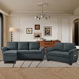 Amazon.com: Enobala Convertible Sectional Sofa Set, Modern L Shaped 3 ...