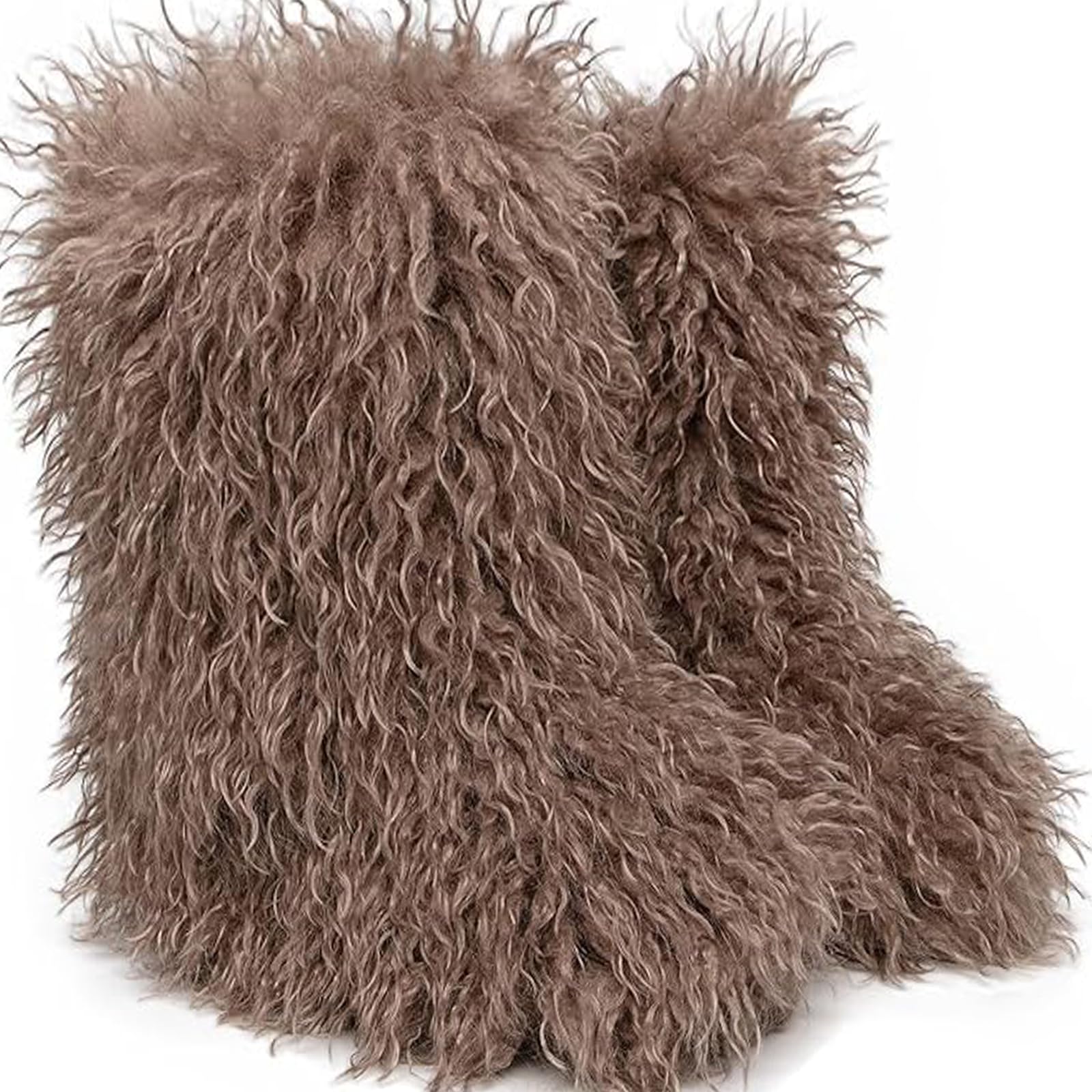 Amazon.com | Valpeak Faux Fur Boots for Women 2024 Mongolian Furry Boots y2k for Girls Winter ...