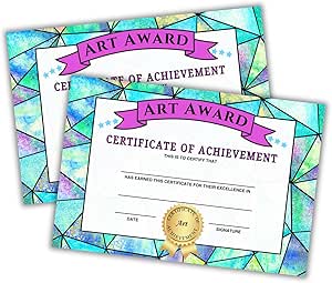 Amazon.com : Art Certificate of Achievement 30pk 6x9” Cardstock Award ...