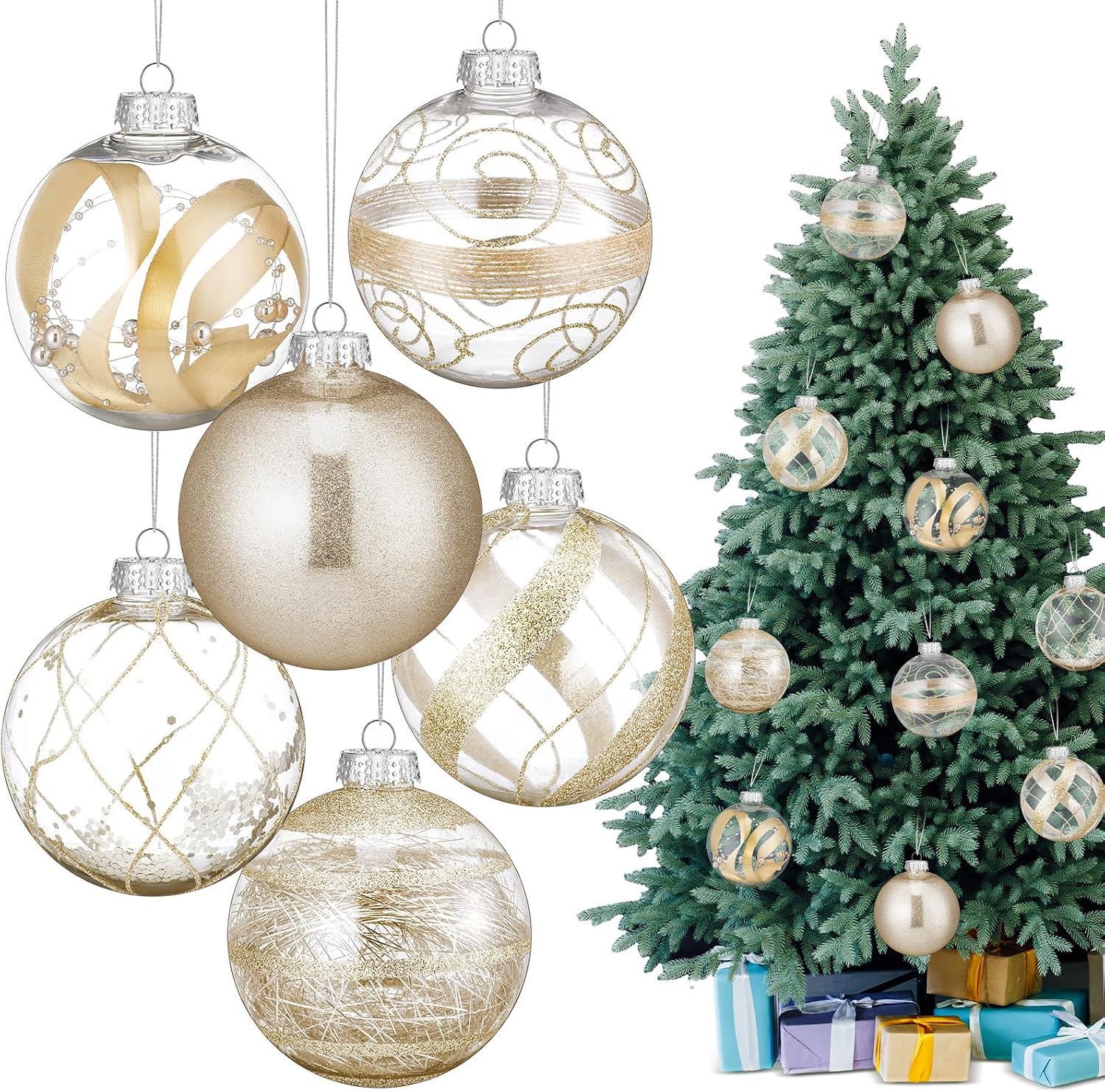 Amazon.com: Seenelling 6 Pcs 4 Inch Large Christmas Ball Ornaments ...