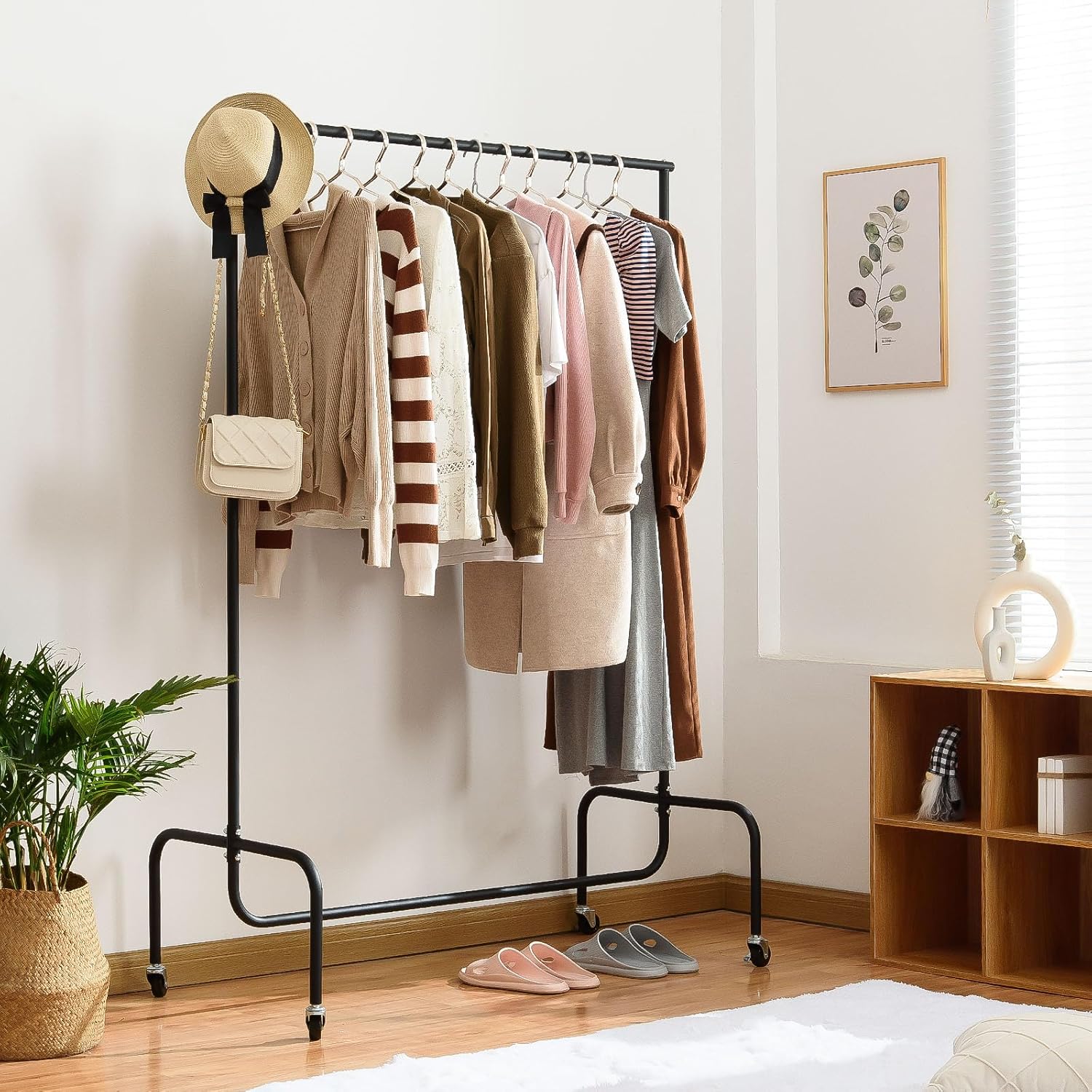 Zelecube Perchero de ropa resistente con ruedas, perchero de 47 ...