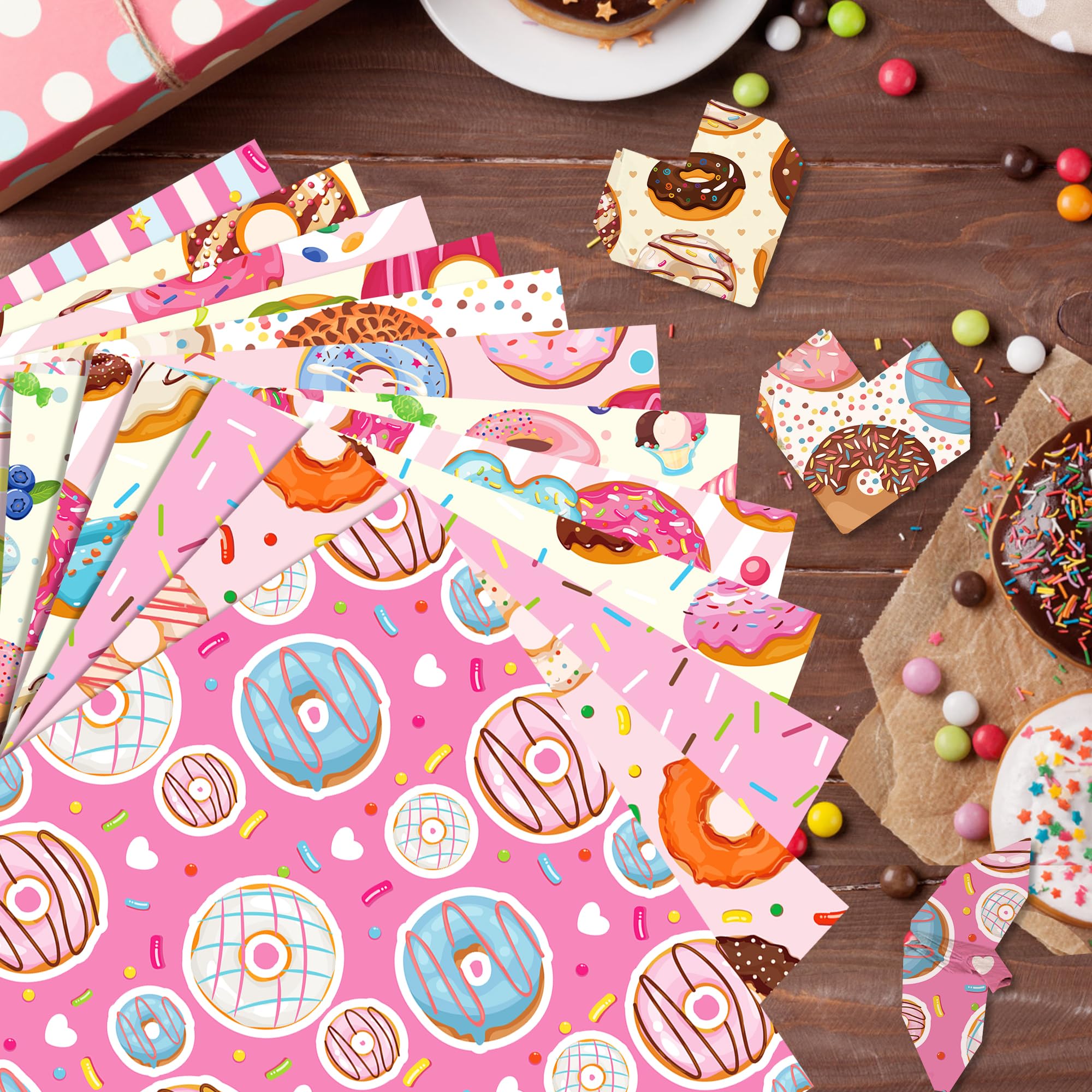 Scrapbook Paper 24 Sheets Donut Pattern - 12x12 Double-Sided Craft ...
