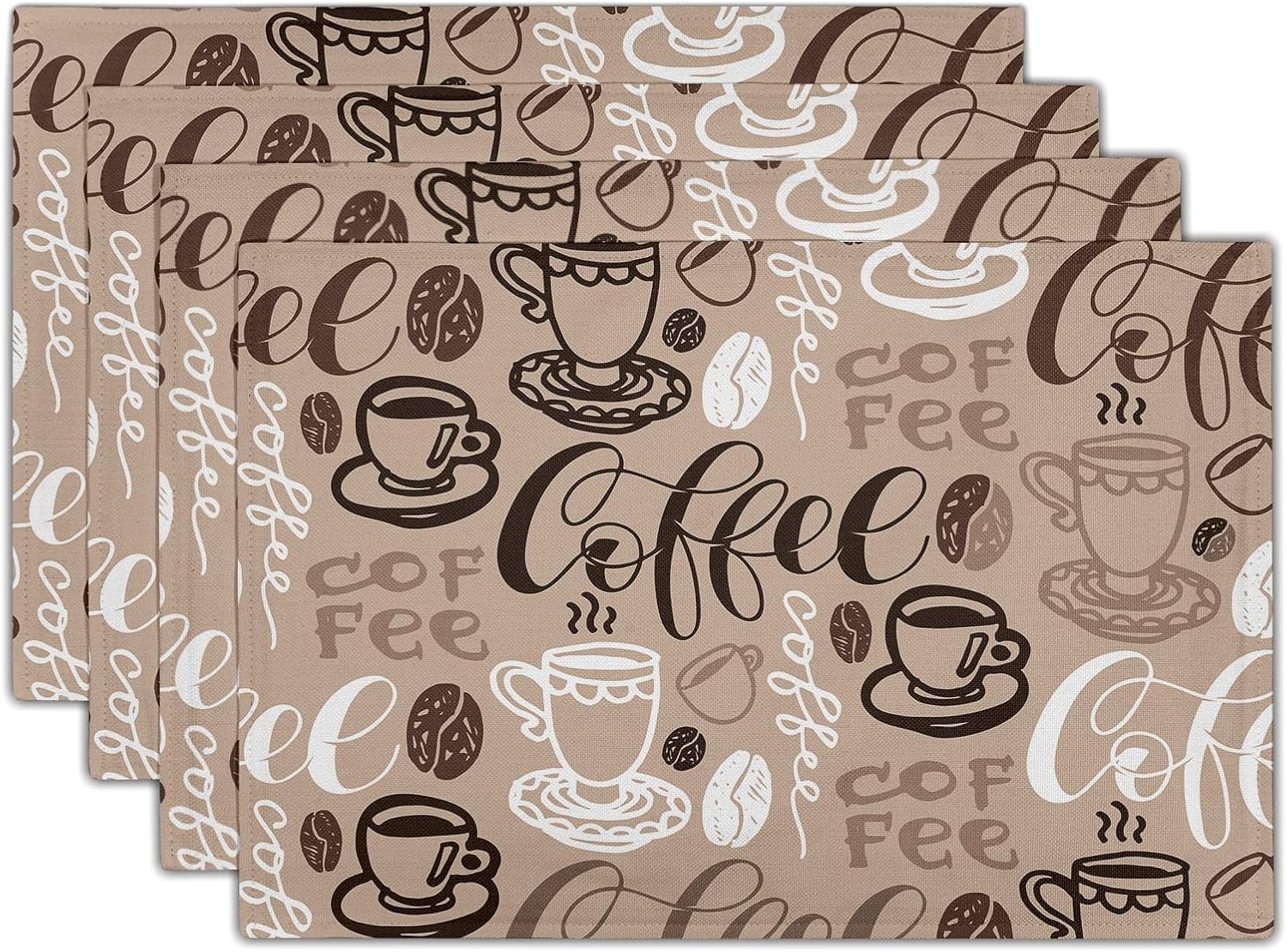 Amazon.com: Coffee Placemats Set of 4,Brown Coffee Theme Dining Mat ...