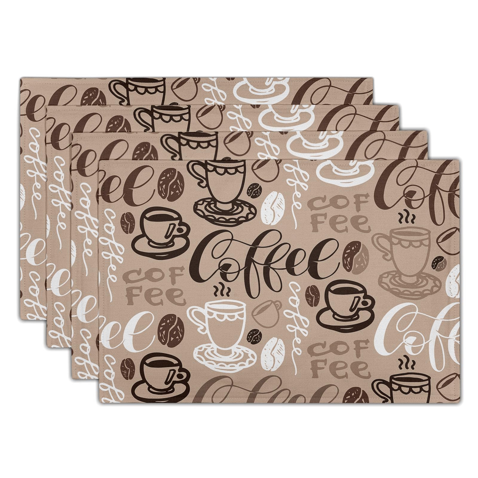 Amazon.com: Coffee Placemats Set of 4,Brown Coffee Theme Dining Mat ...