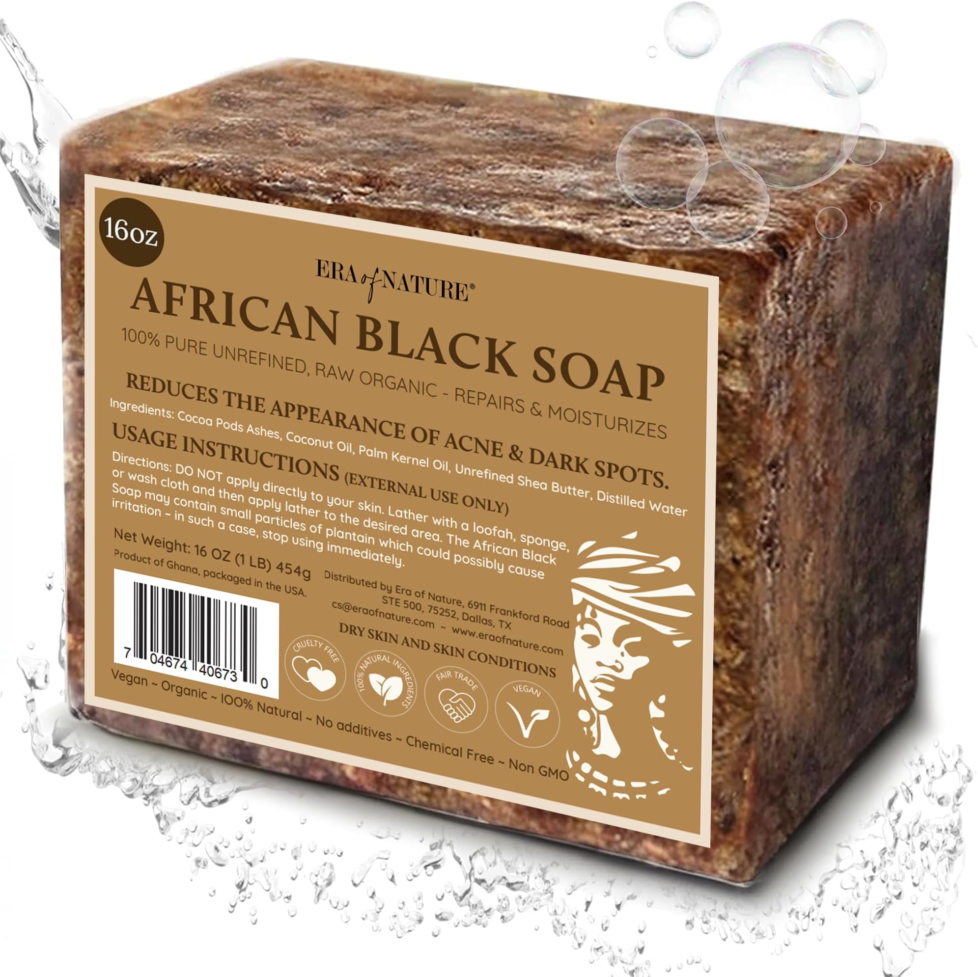 Amazon.com : era of nature Best Raw ORGANIC AFRICAN BLACK SOAP, for Dry ...