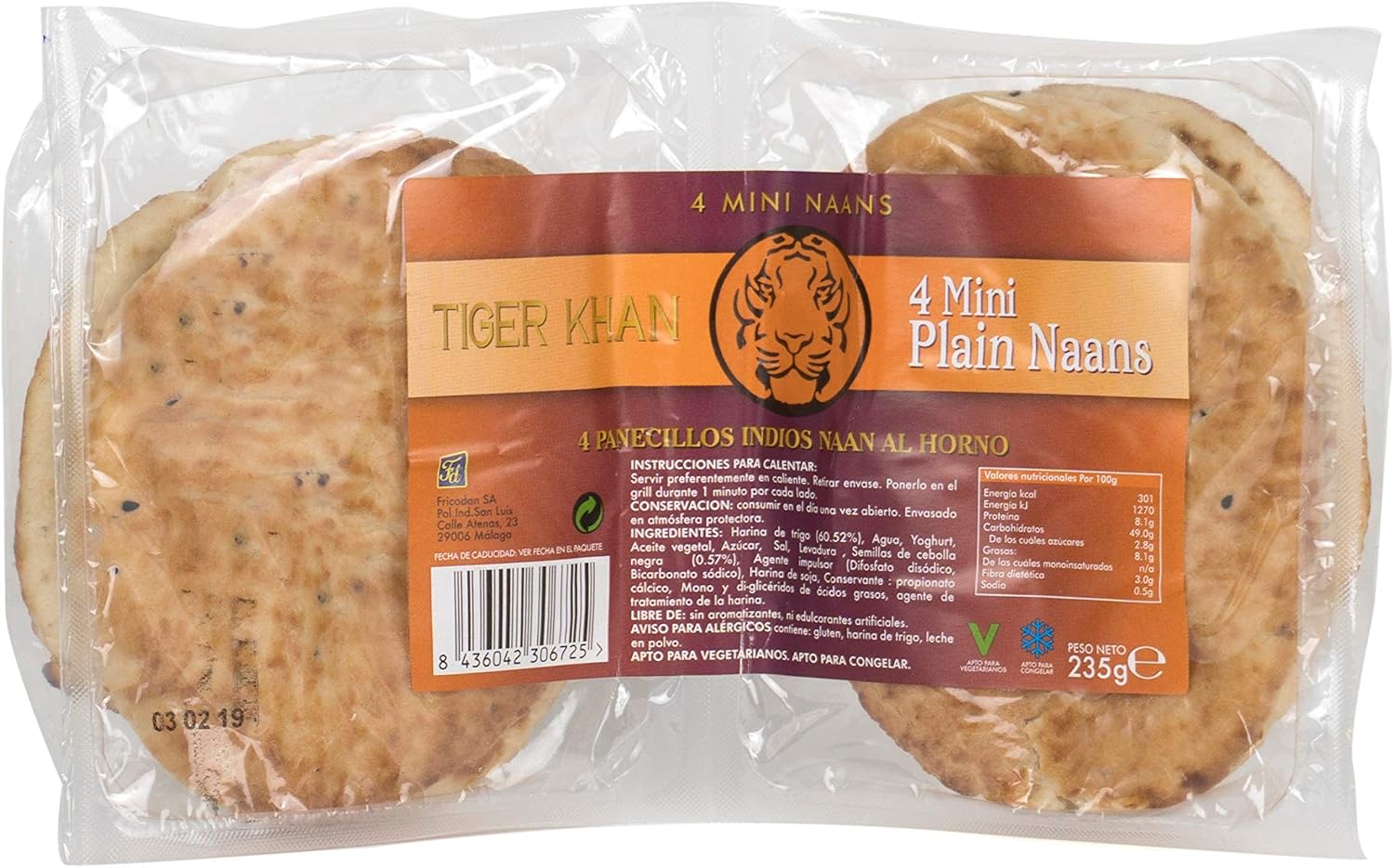 Tiger Khan Original Mini Naan Bread - 4 pains : Amazon.fr: Epicerie