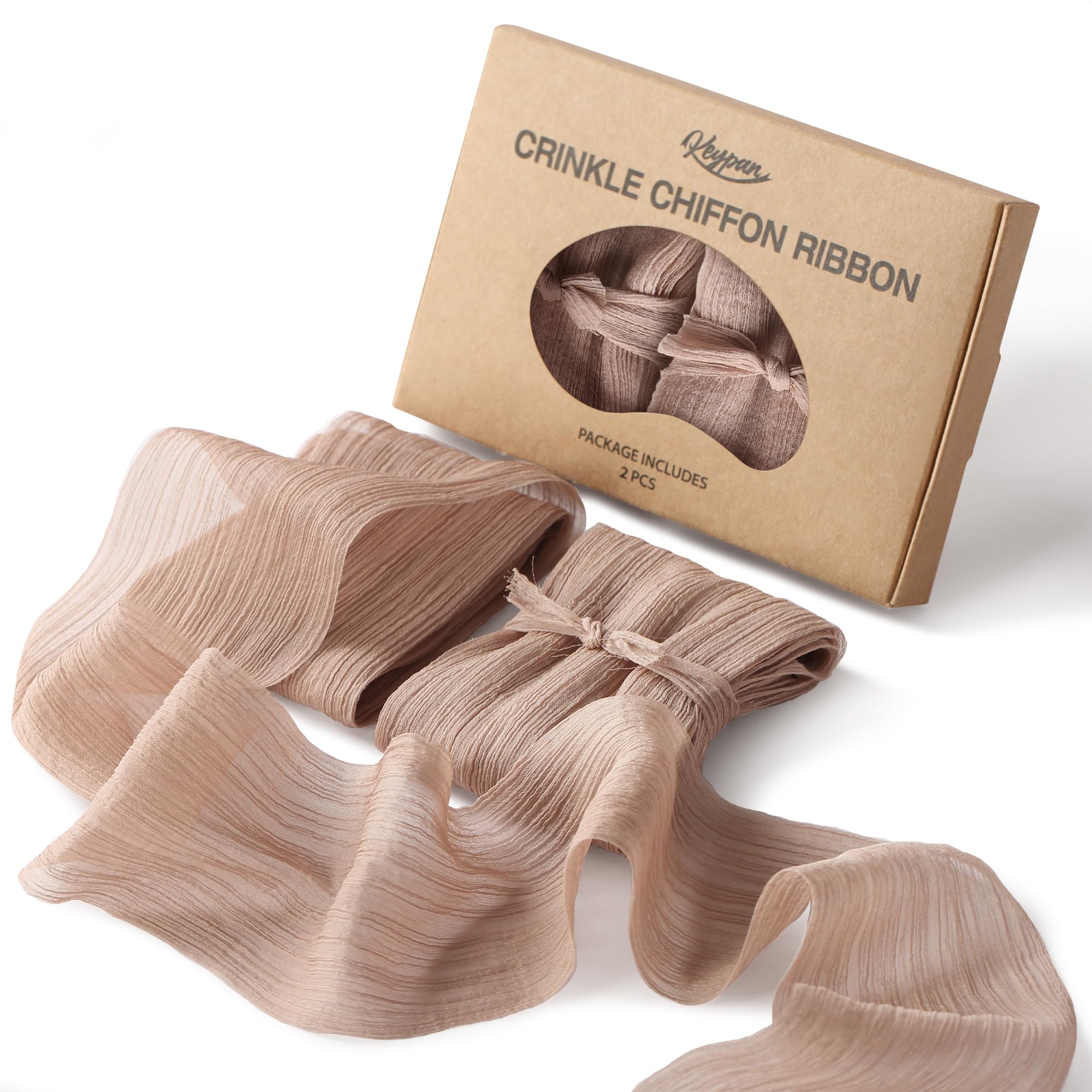 Amazon.com: Keypan Brown Chiffon Crinkle Ribbon 3 Inch Handmade Fabric ...