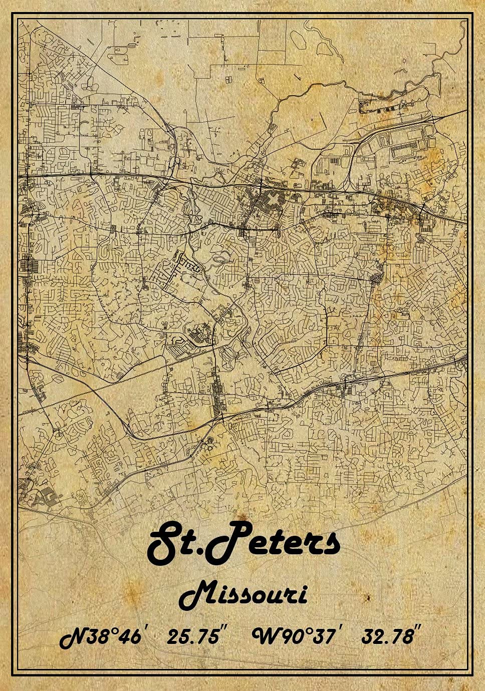 Kaisrlse St.Peters Missouri USA Vintage Map Poster St.Peters Missouri ...