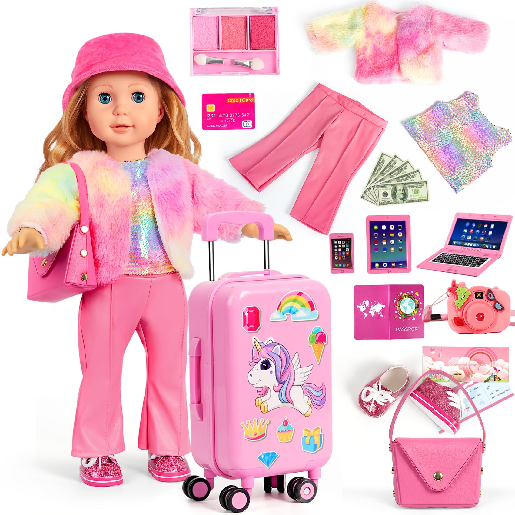 Amazon.com: American 18 inch Doll Clothes and Accessories - Doll Travel ...