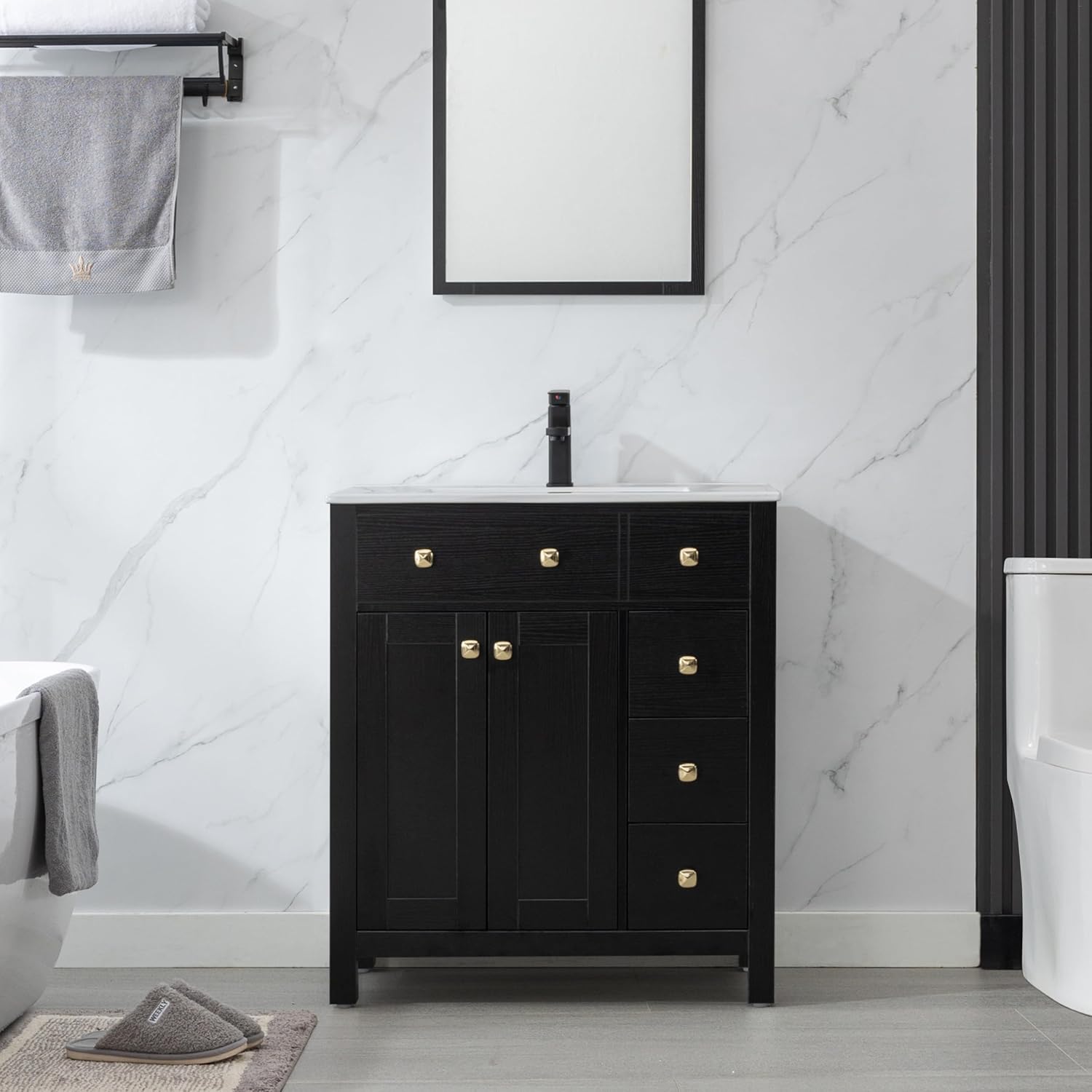 Amazon.com: LUCKWIND 30" Bathroom Vanity with Sink, Modern Bathroom ...