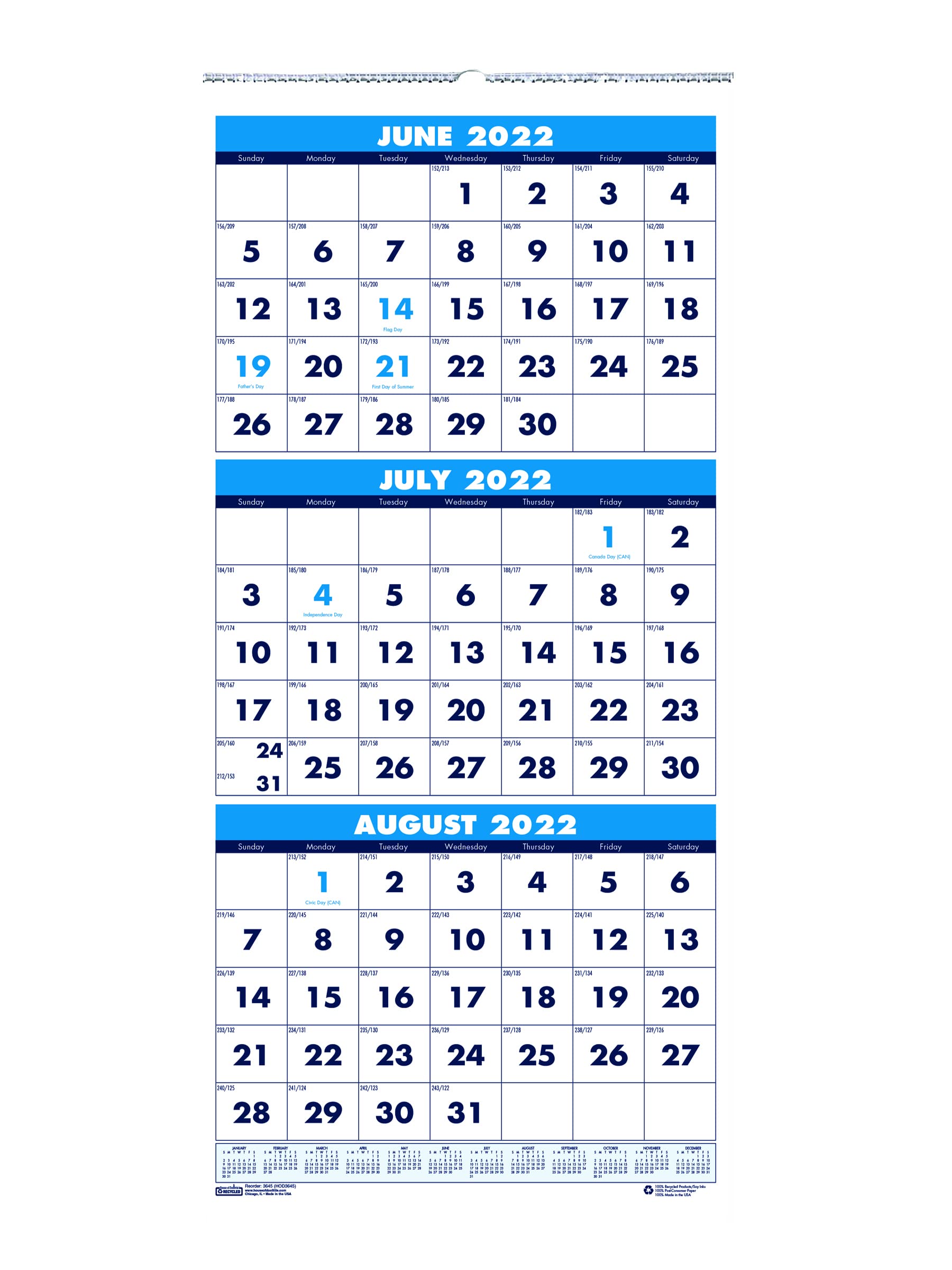 June July August Calendar