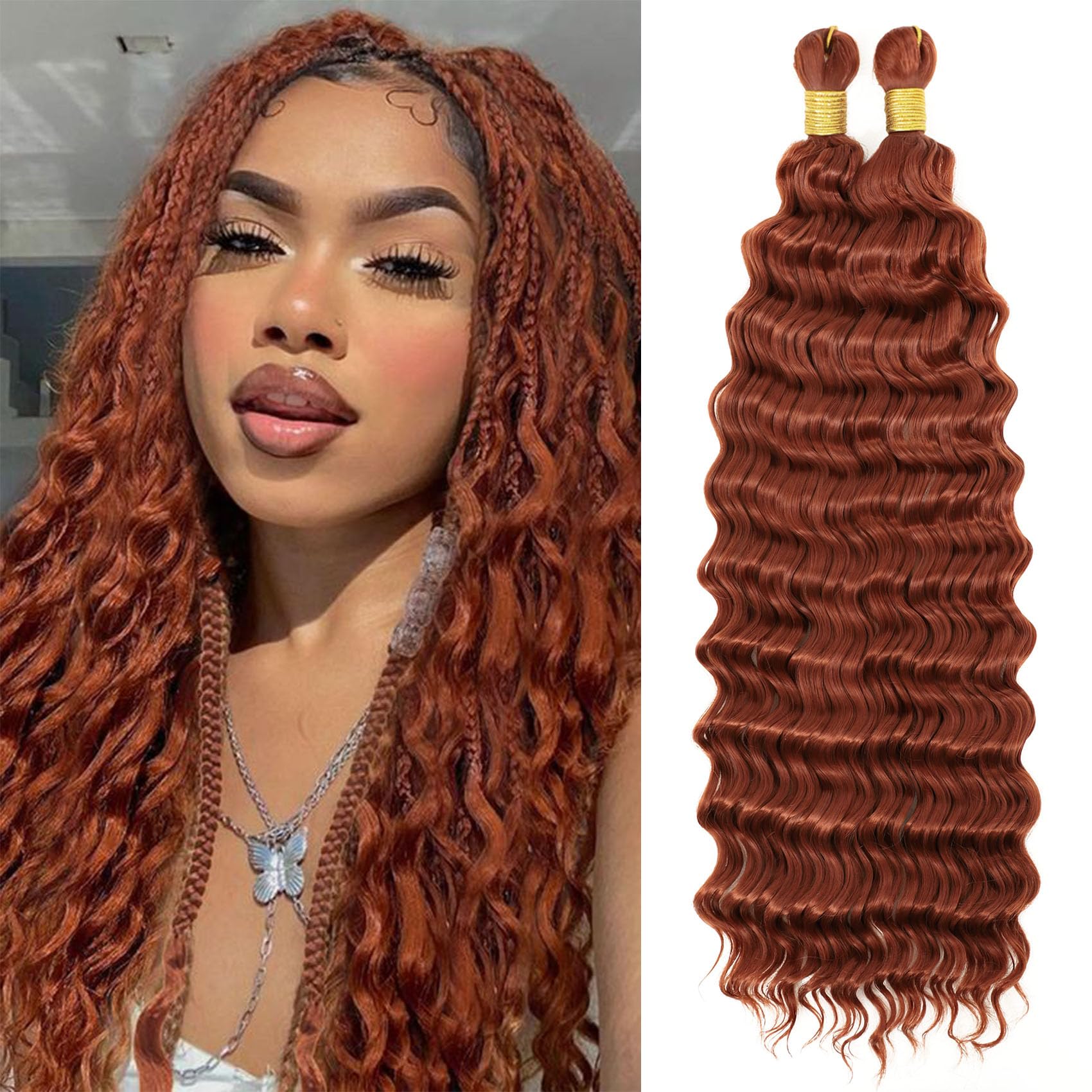 Amazon.com : Eerya Long Curly Braiding Hair 18 Inch 2 Packs Auburn ...