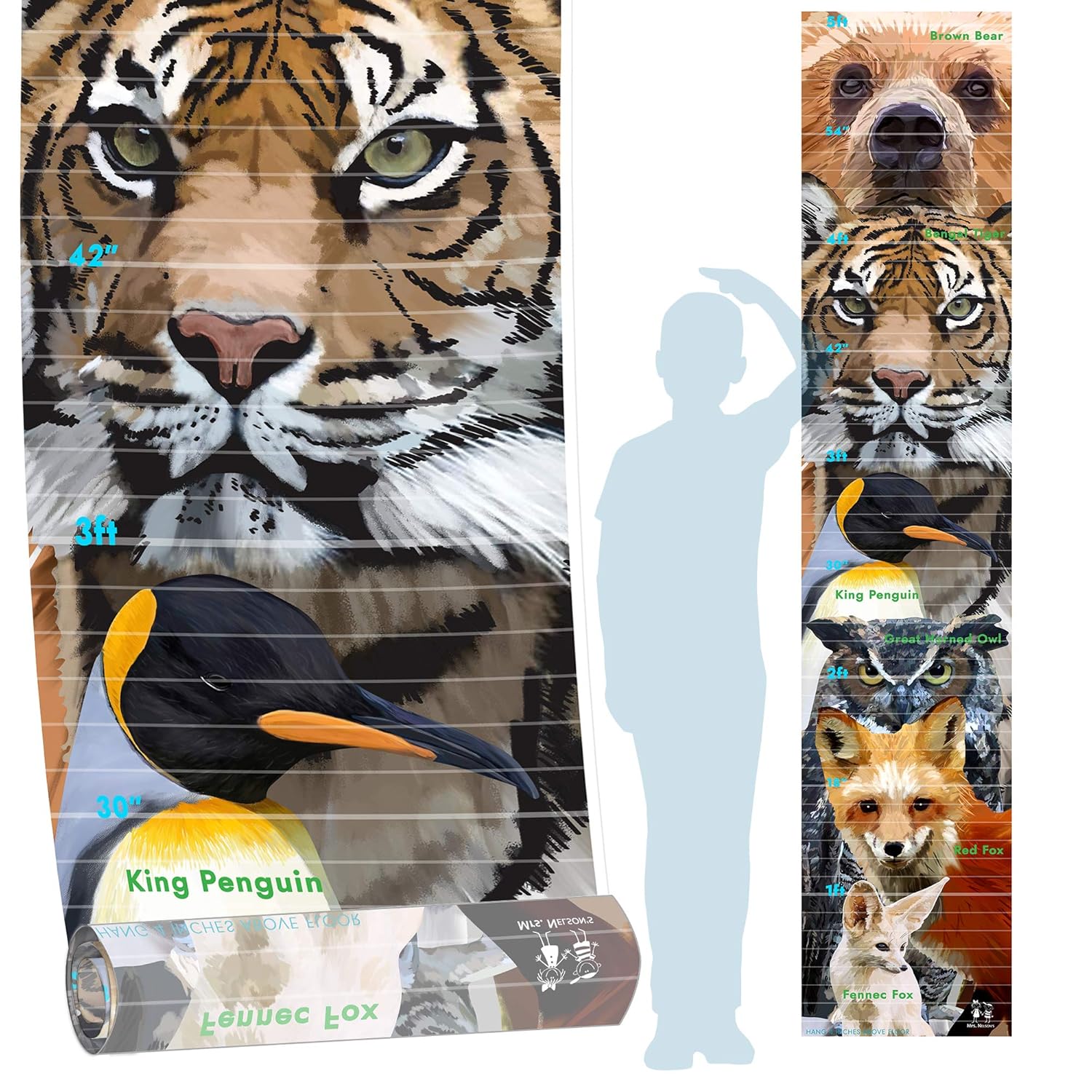 Amazon.com: Life-Sized Wildlife Kids Growth Chart - Polyester Fabric ...