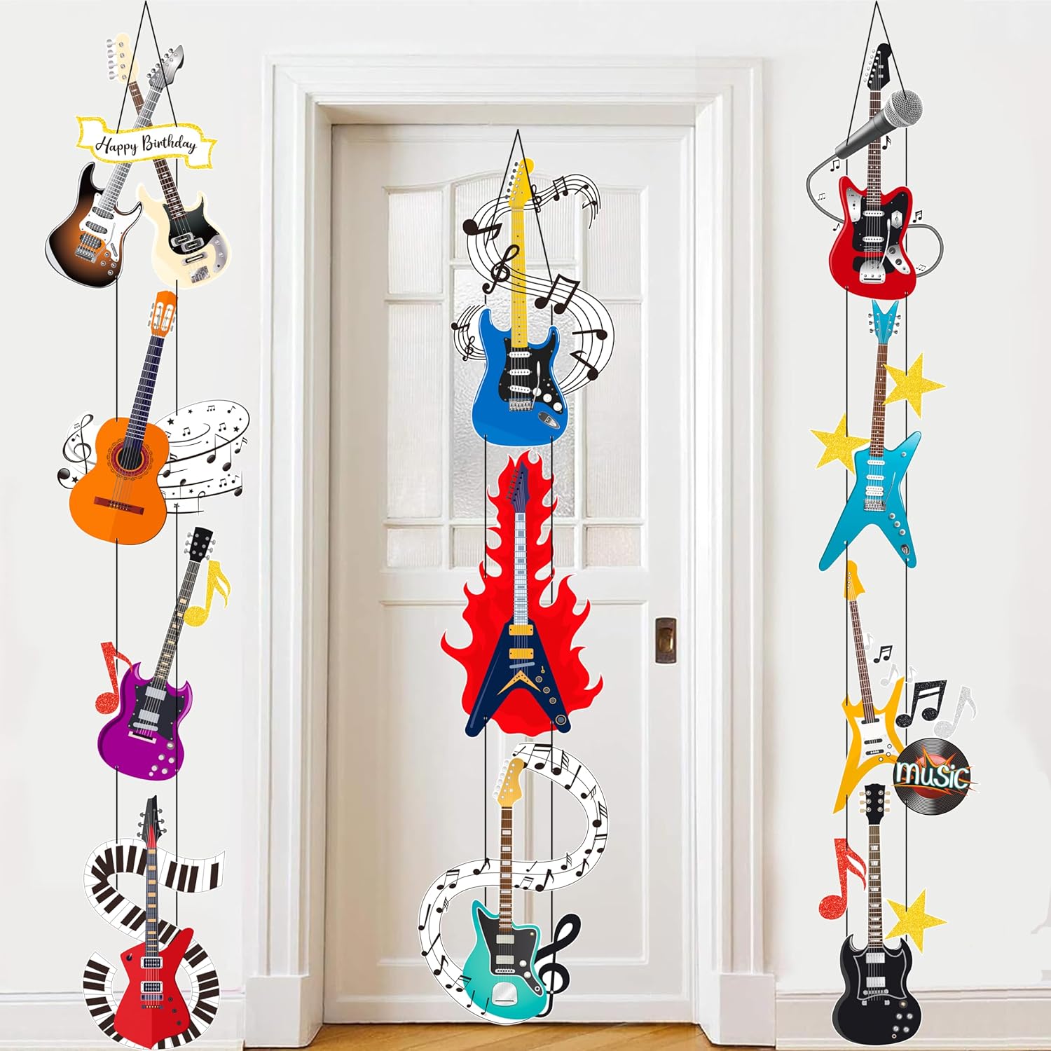 Amazon.com: Guitar Party Door Signs Banner Guitar Birthday Party ...