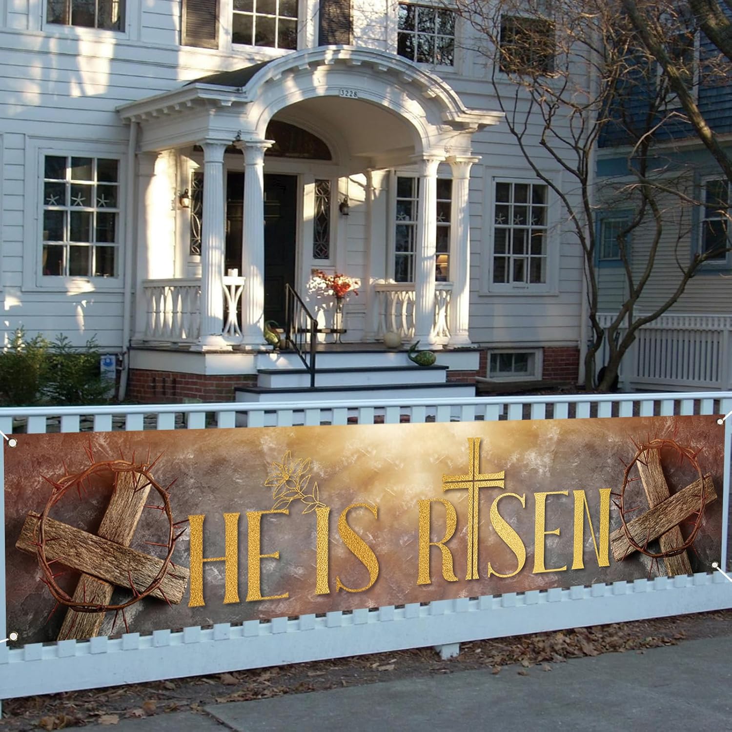 Amazon.com: He Is Risen Banner for Fence He Is Risen Easter Decor ...