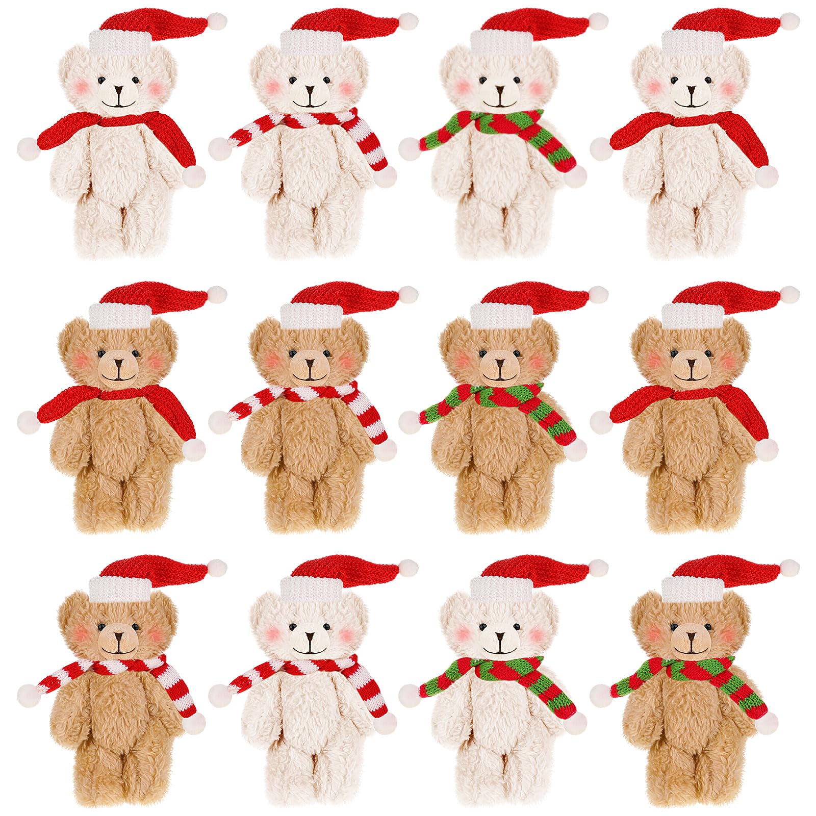Amazon.com: Shappy 12 Pcs Christmas Mini Stuffed Bears Bulk 6 Inch ...