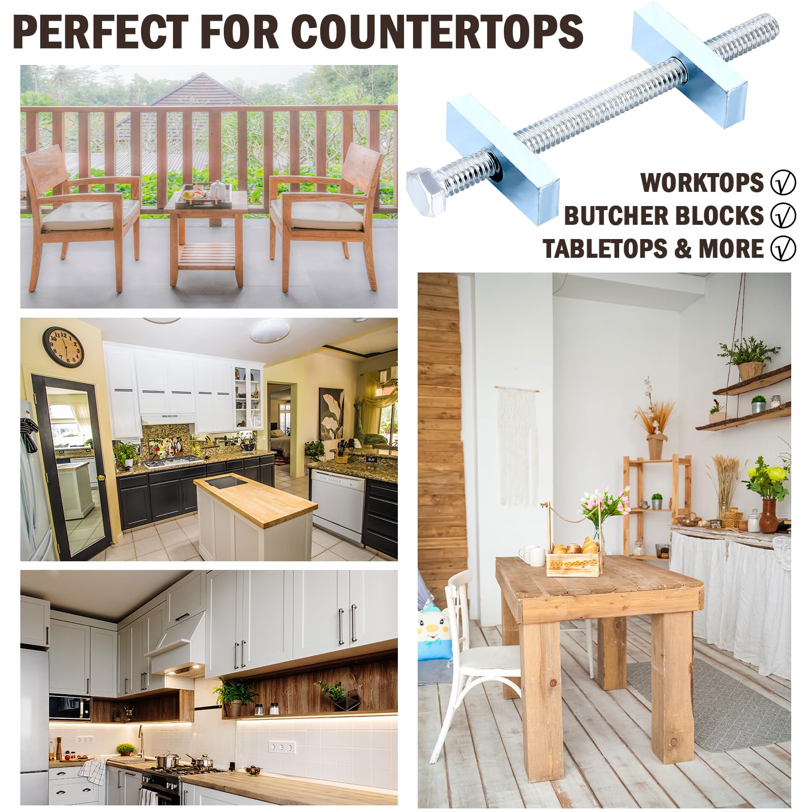 Snapklik.com : 20 Pcs Countertop Connector Table Top Fasteners 1/4-20 X ...